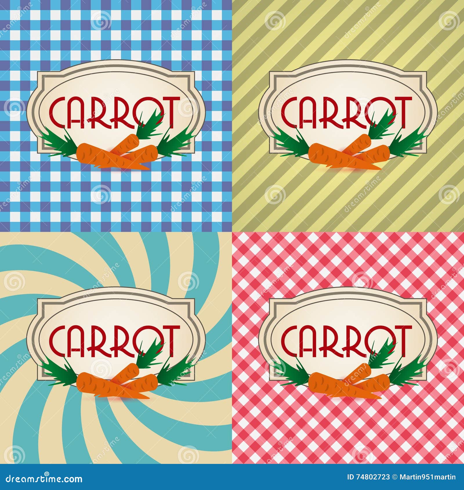Four Types of Retro Textured Labels for Carrot Eps10 Stock Vector ...