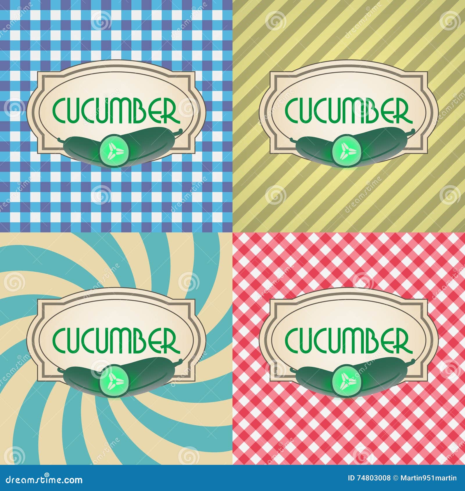 Four Types of Retro Textured Labels for Cucumber Eps10 Stock Vector ...