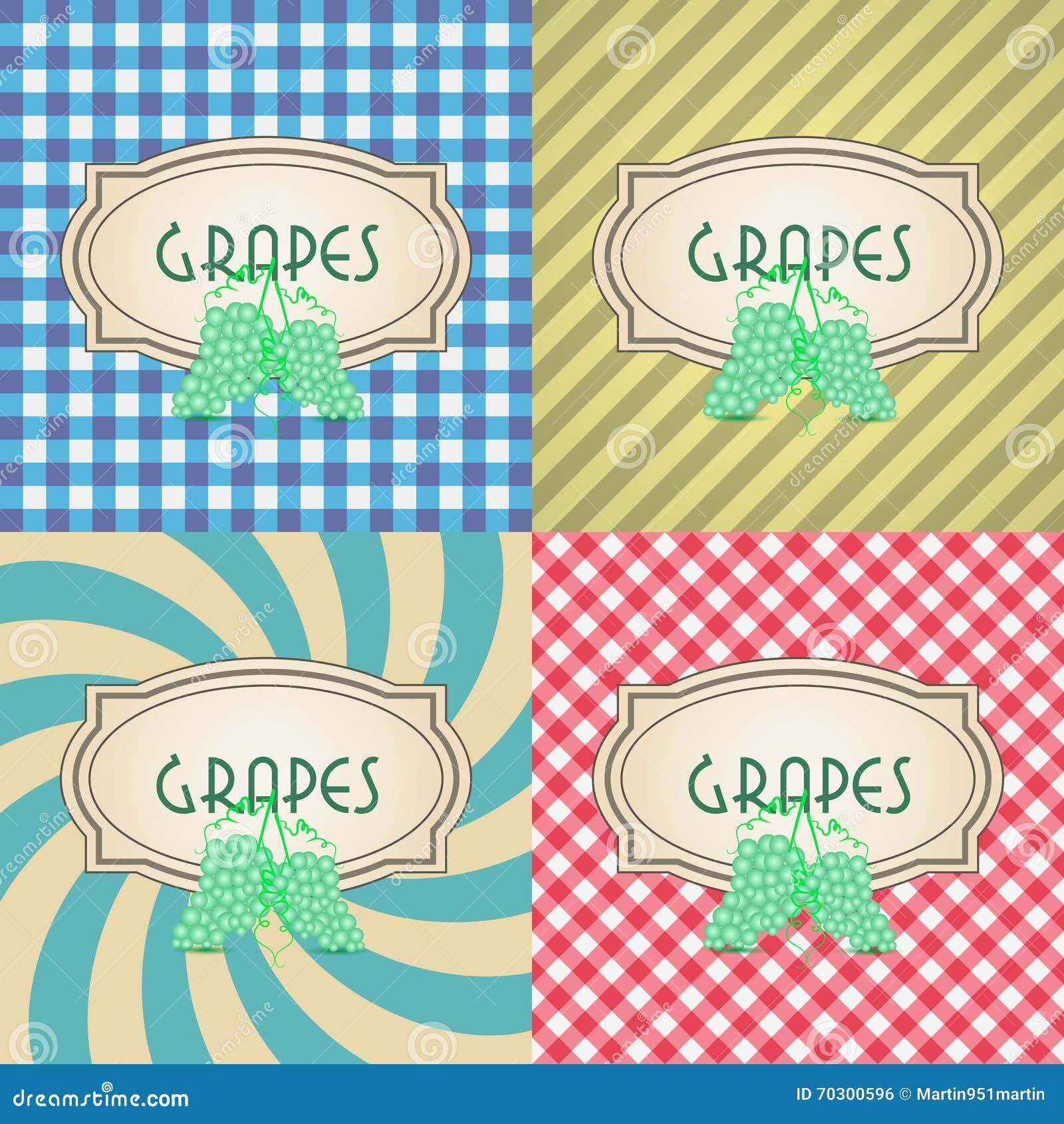 Four Types of Retro Textured Labels for Grapes Stock Vector ...
