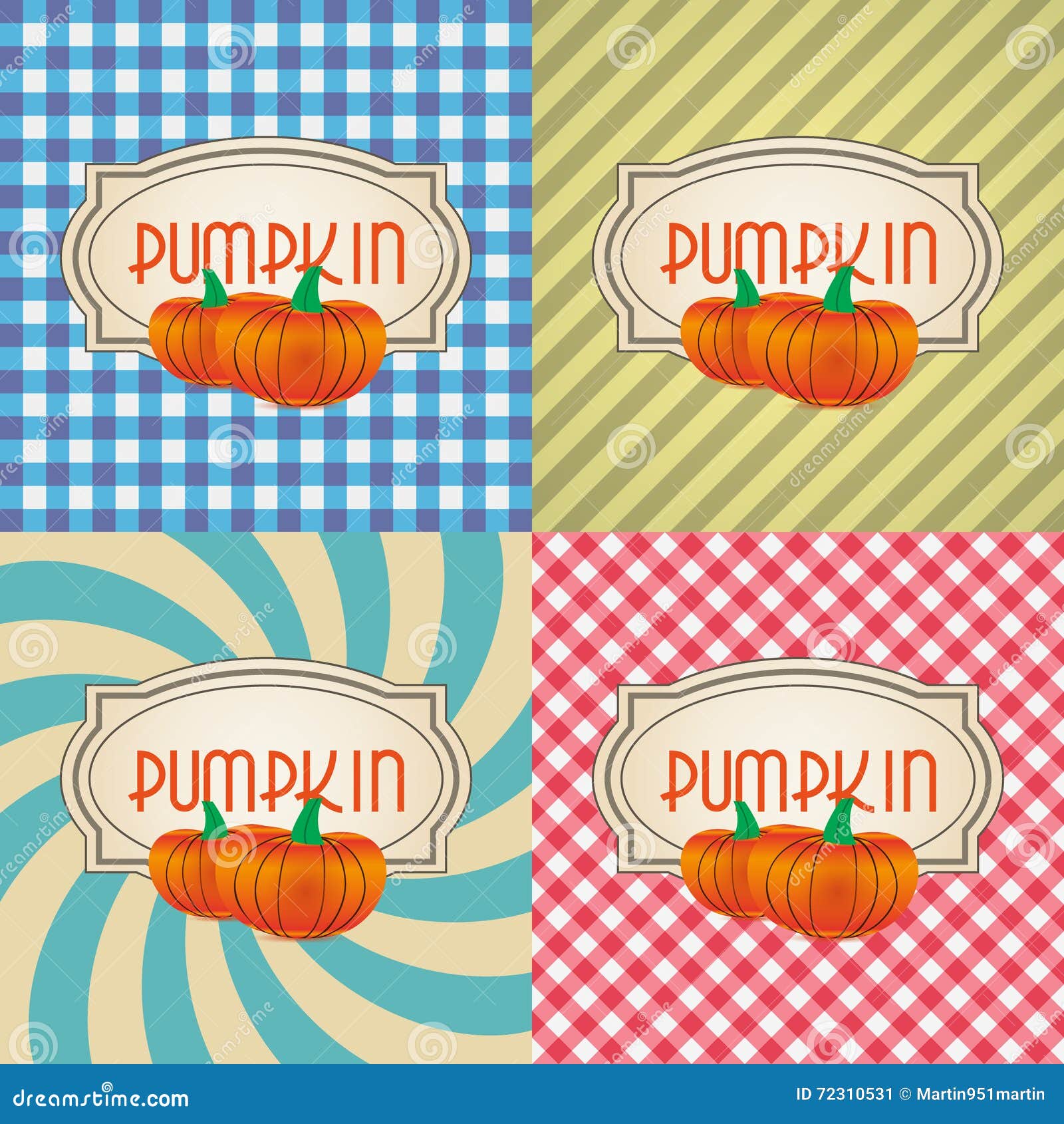 Four Types of Retro Textured Labels for Pumpkin Stock Vector ...