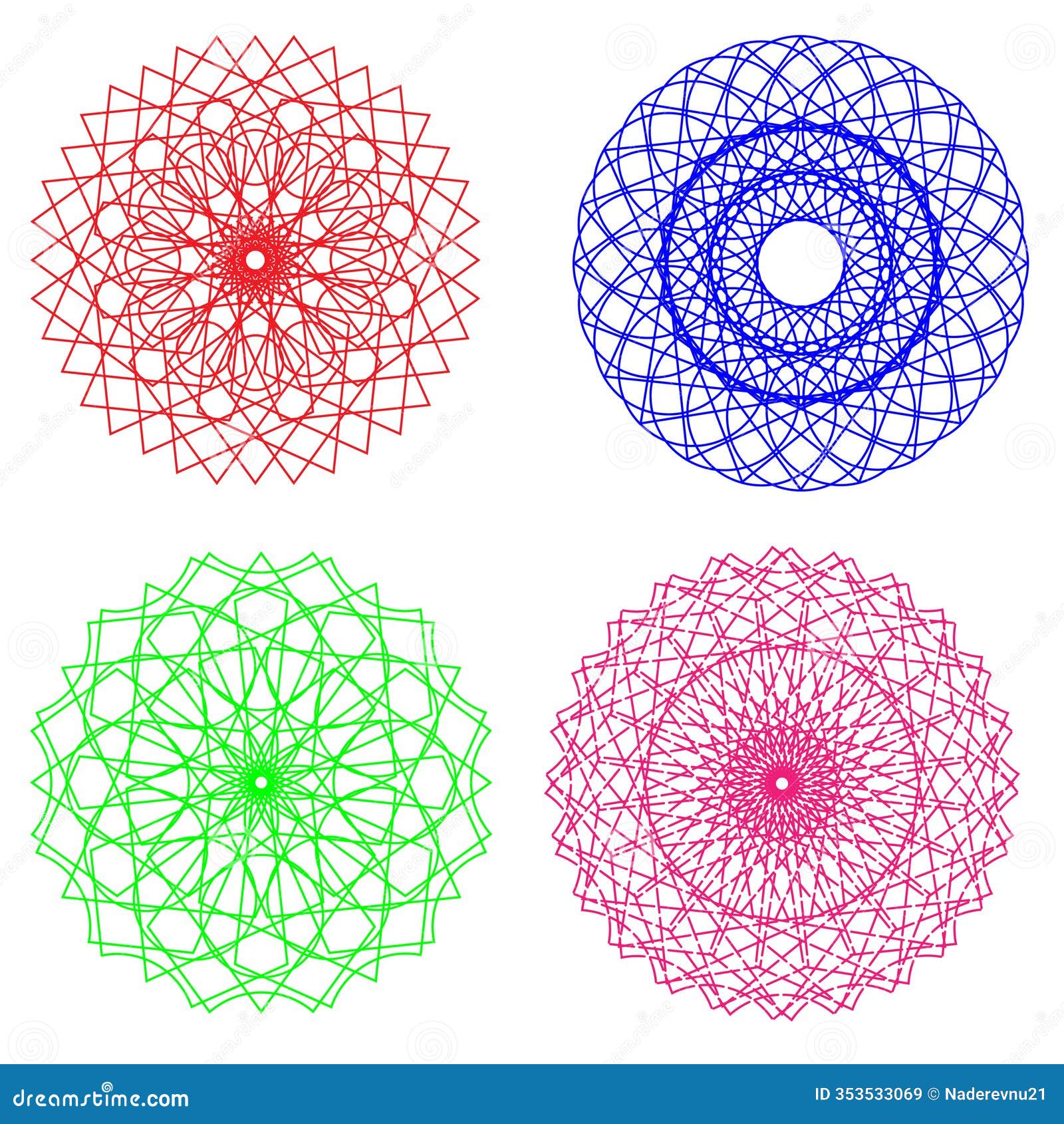 Four Uncolored Colored Round Ornaments Stock Illustration ...