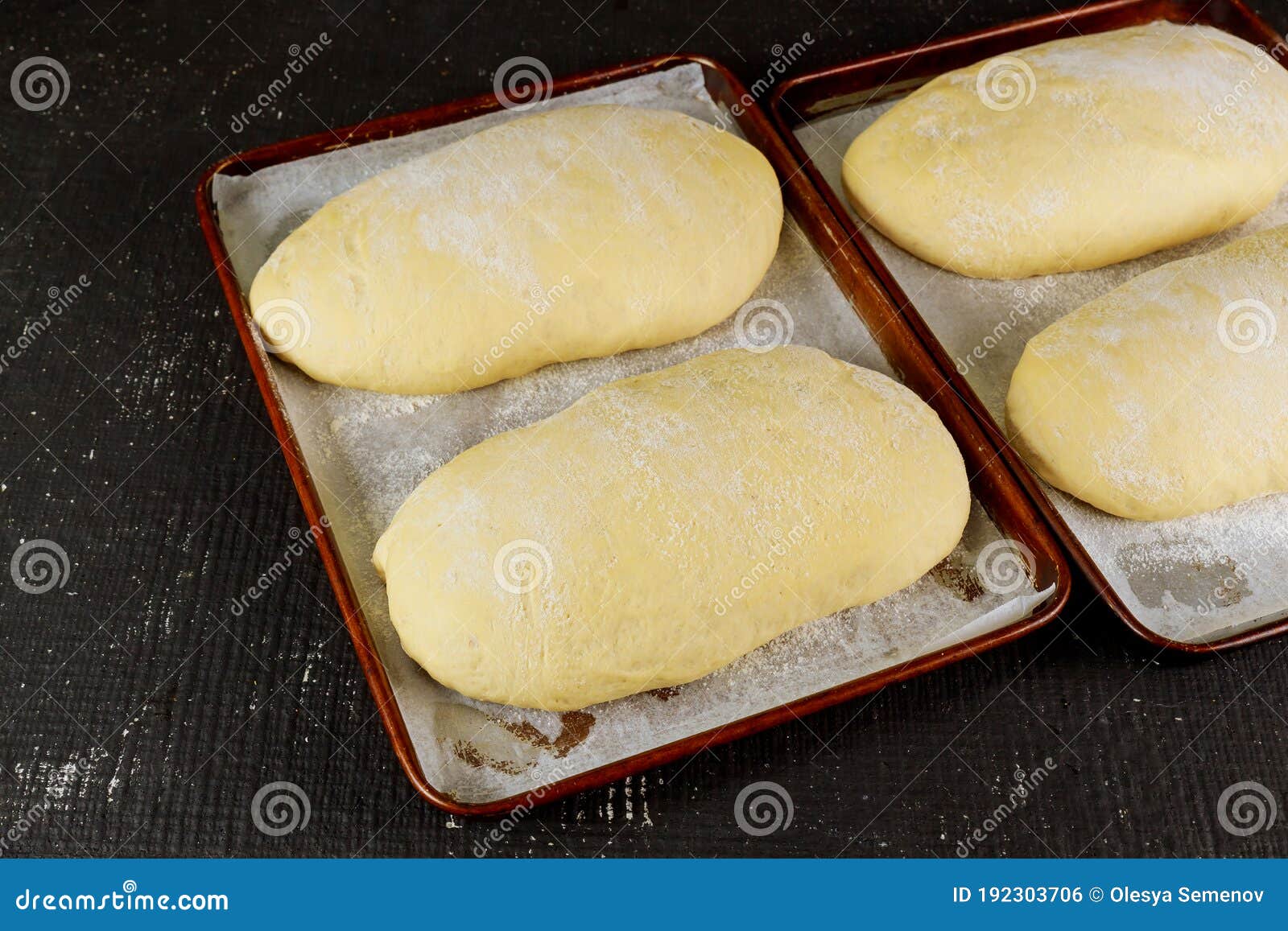 Raw Uncooked Bread in Pan Ready for Baking Stock Photo - Image of ...