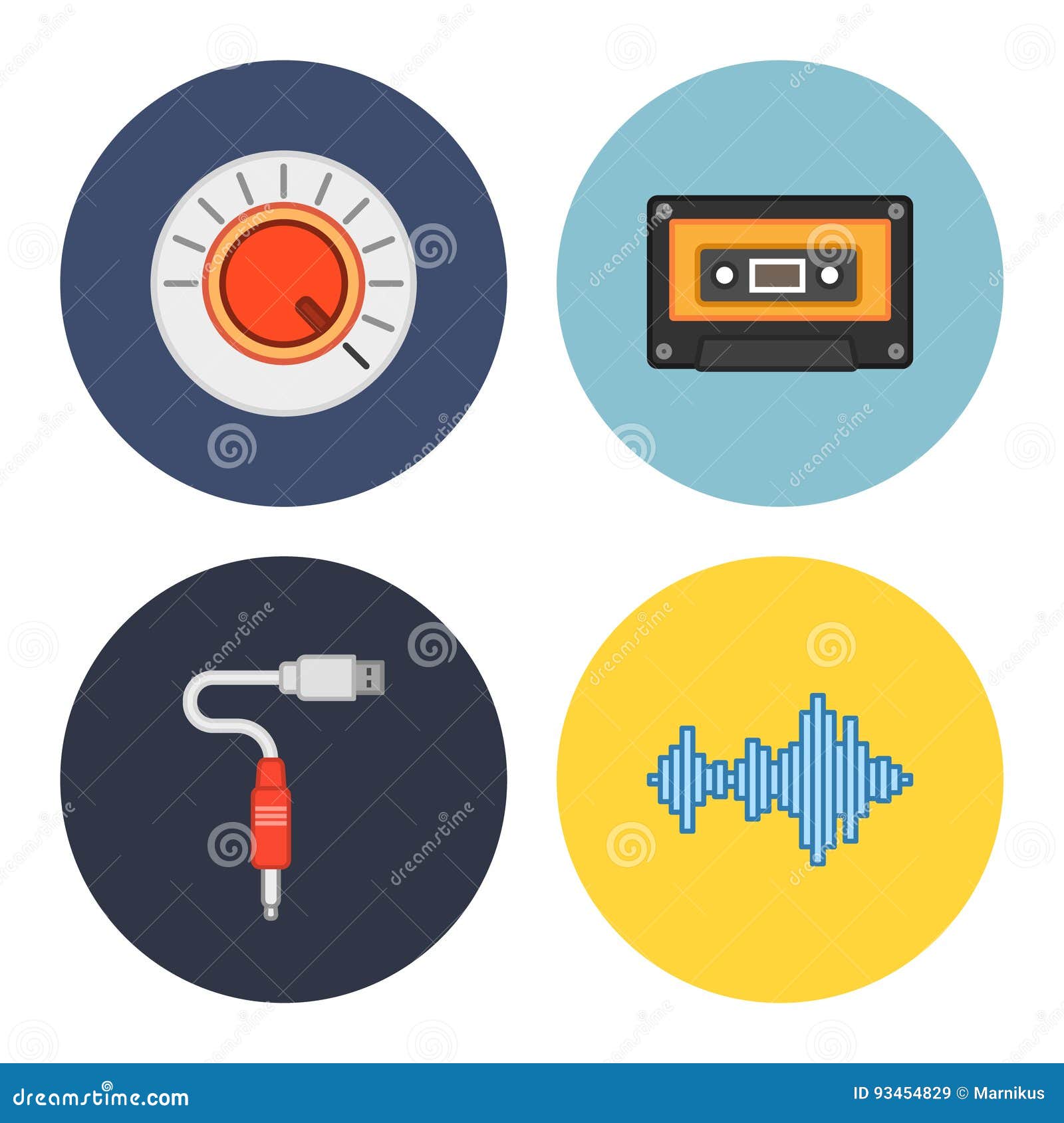 Four Universal Flat Music Icons Stock Vector - Illustration of ...