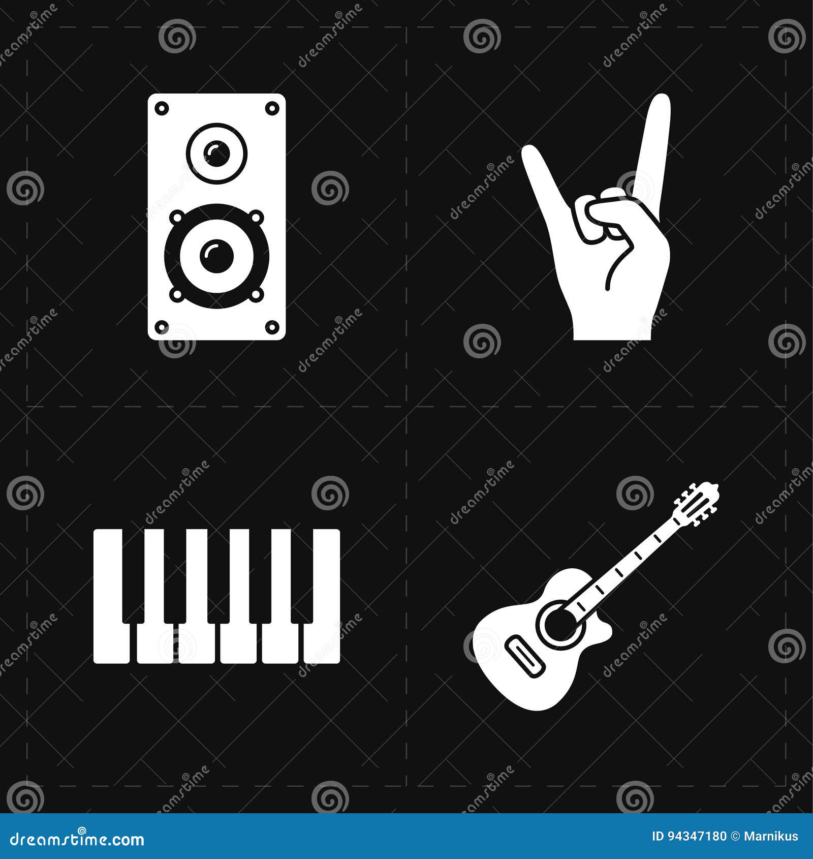 Four Universal Flat Music Icons Stock Vector - Illustration of piano ...