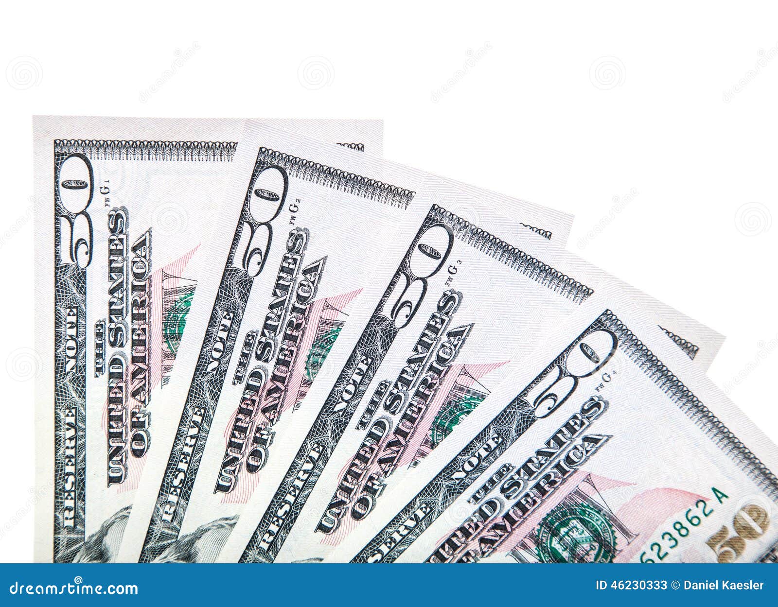 Four 50 US dollar notes stock image. Image of loan, white - 46230333