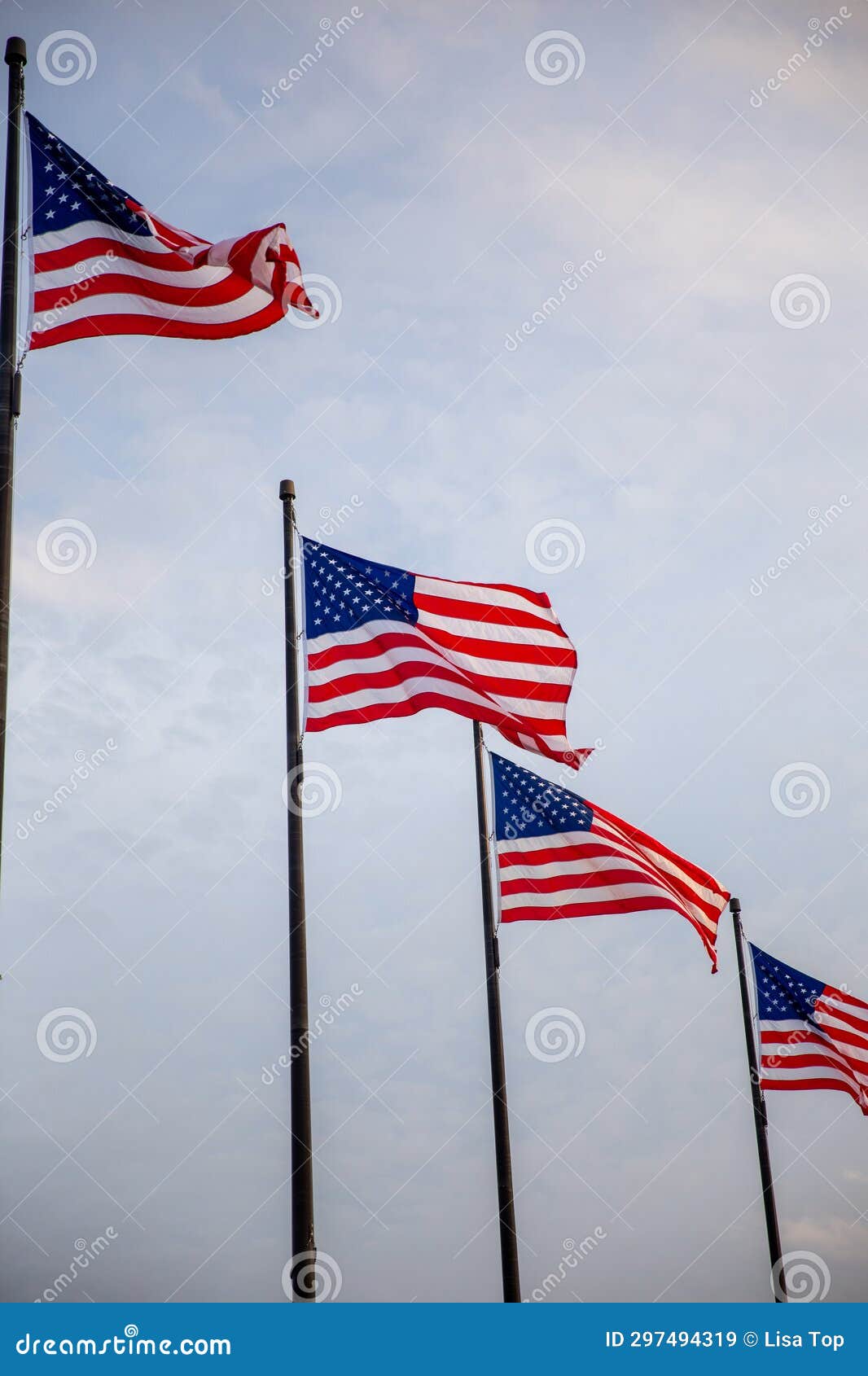 Four US Flags stock image. Image of moving, july, freedom - 297494319