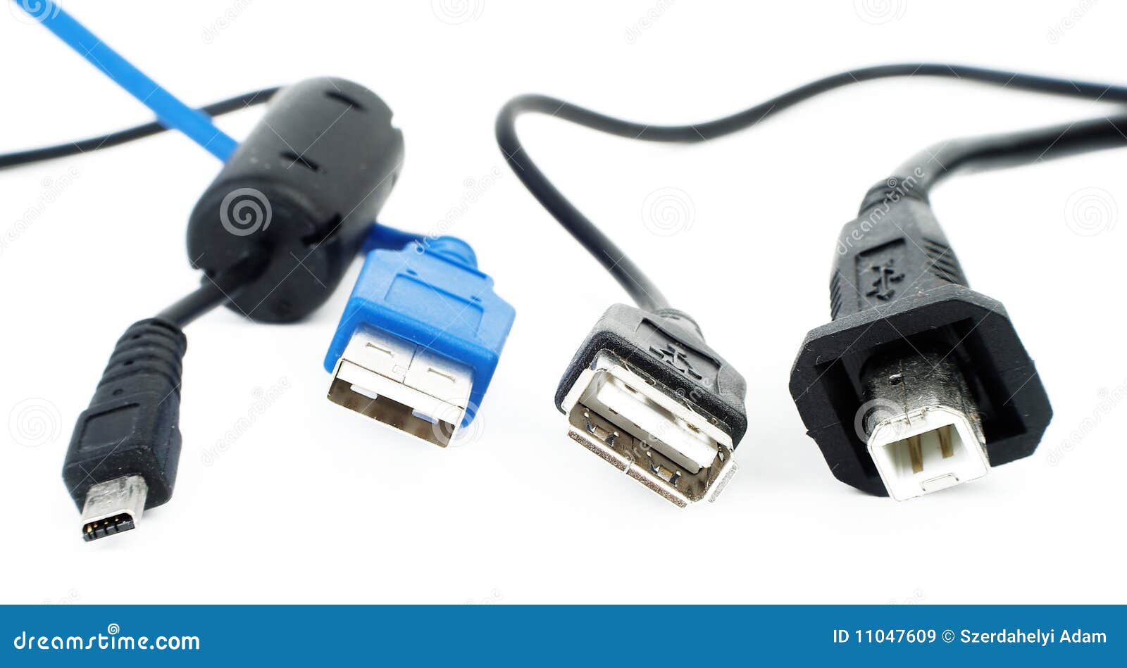 Four USB cables stock image. Image of blue, four, communication - 11047609