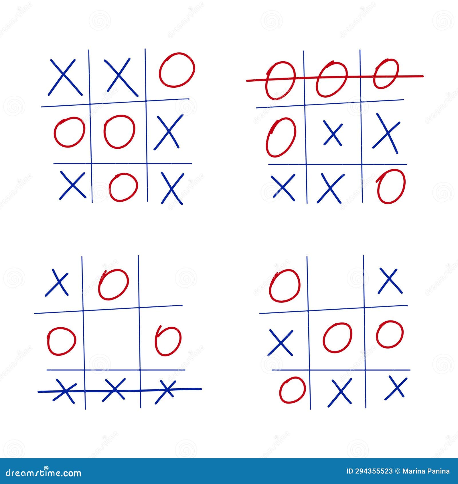 Four Variants of the Game of Tic Tac Toe with Victory and Defeat Stock Vector - Illustration of ...