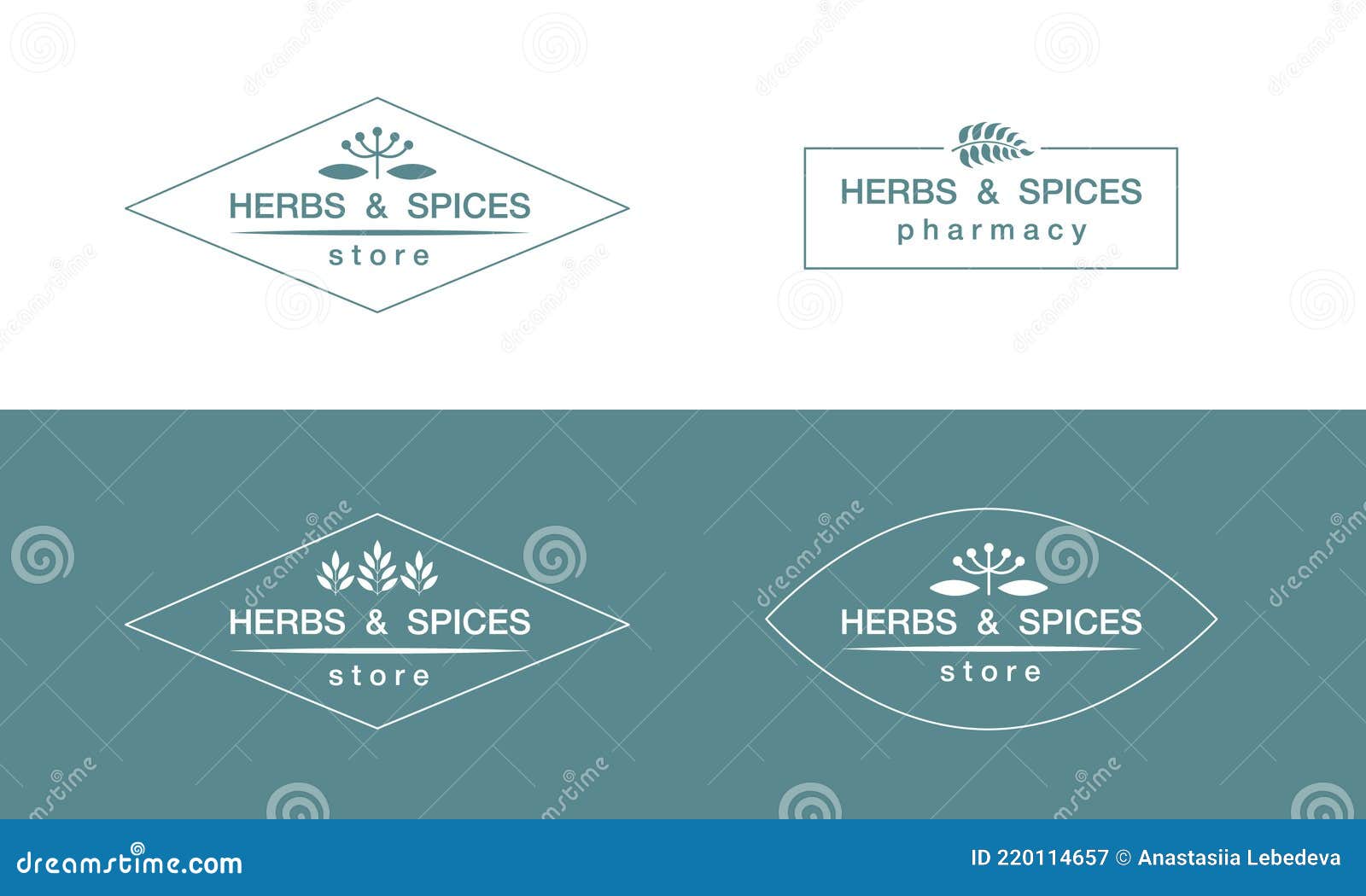 Four Variants of Logos for Herbs and Spices Store or Pharmacy Stock ...