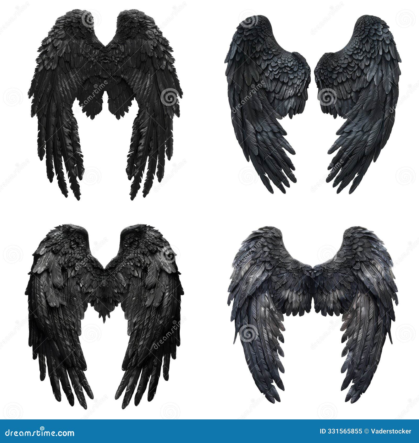 Four Variations of Black Angel Wings Stock Illustration - Illustration ...