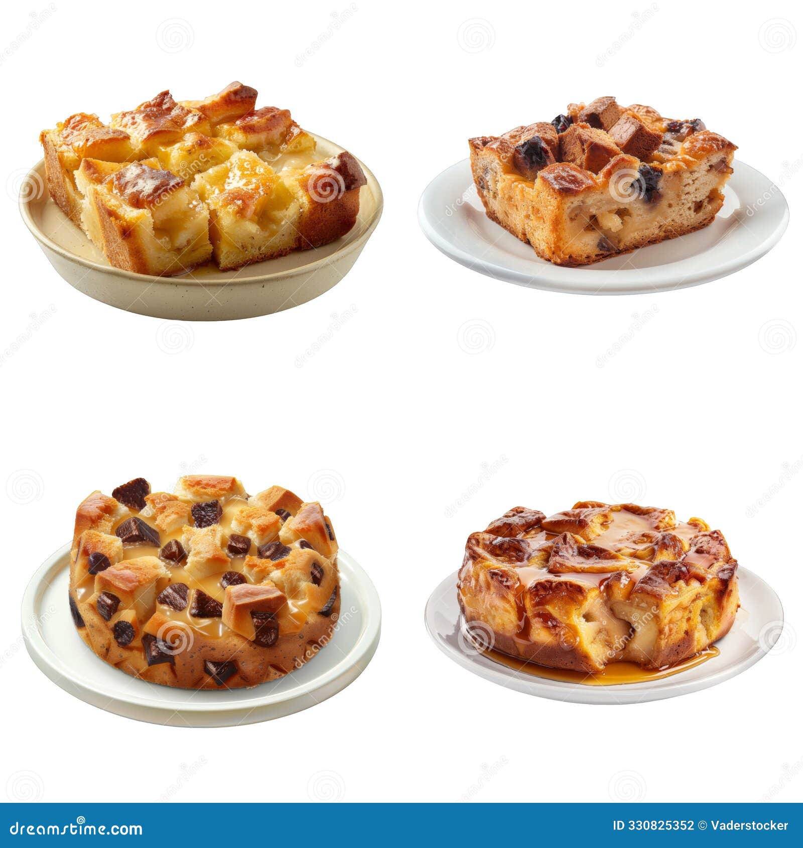 Four Variations Of Bread Pudding With Different Toppings Royalty-Free Stock Image ...