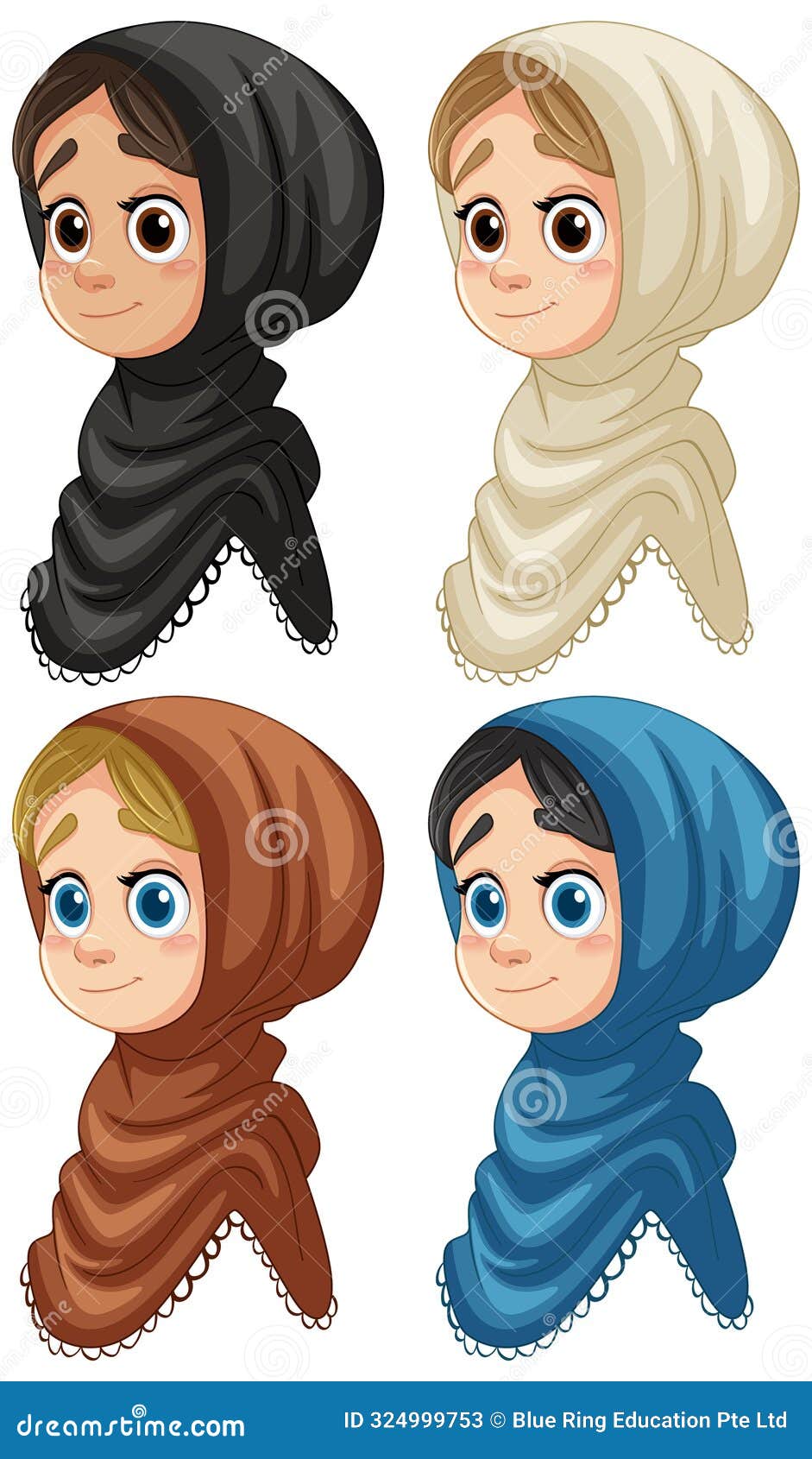 Muslim girl character stock illustration. Illustration of traditional ...