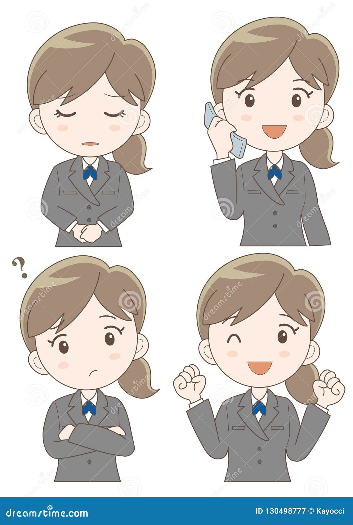 Business Woman Expression Set Stock Vector - Illustration of executive ...