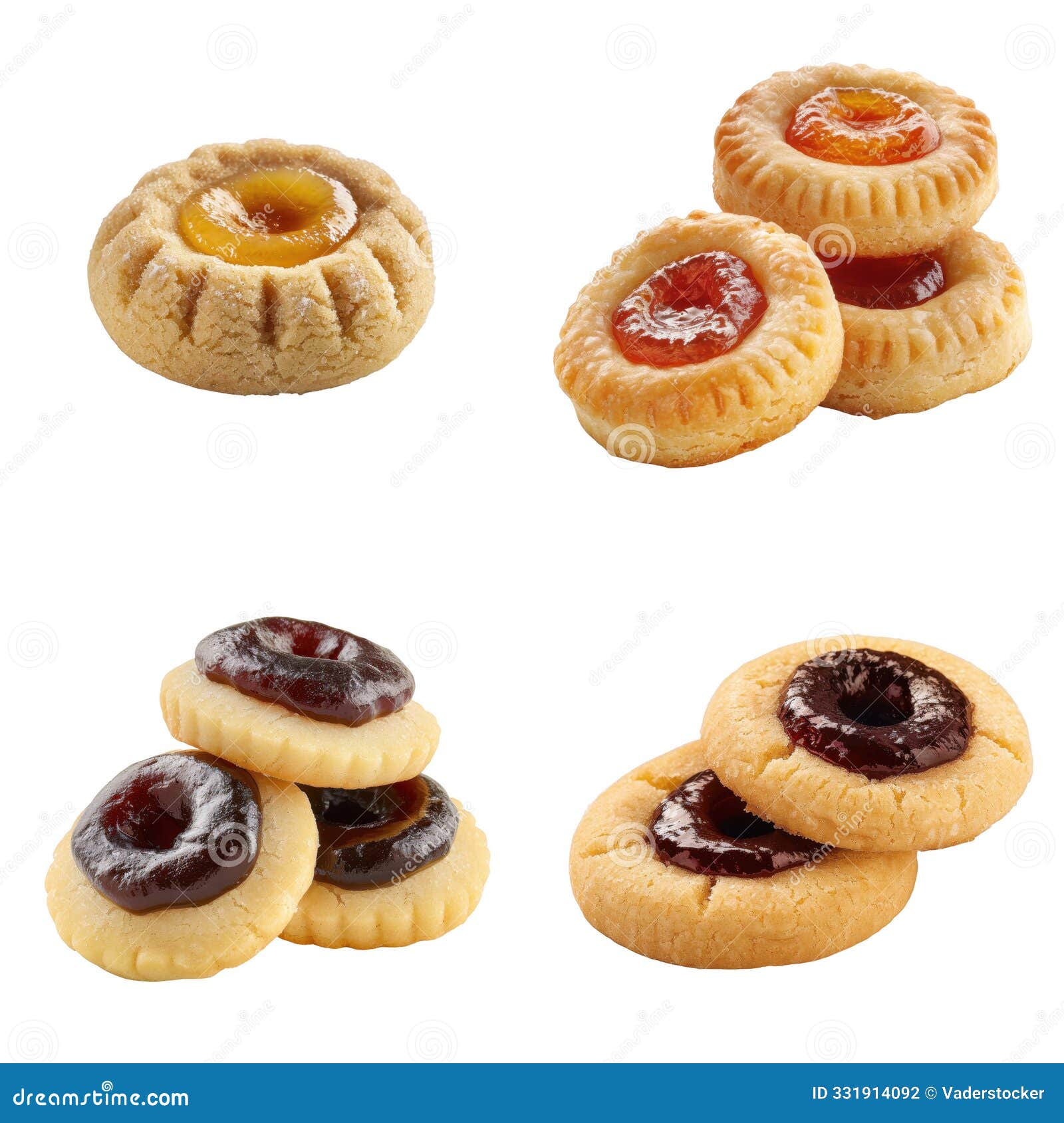 Four Varieties of Round Cookies with Fruit Fillings Stock Illustration ...