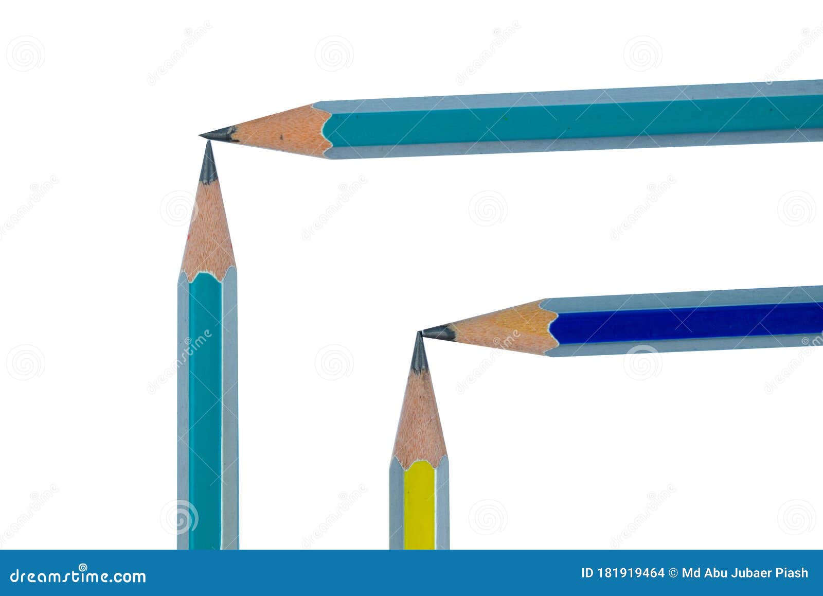 Four Various Colored Wood Pencil Crayon Making Two Corner on Two ...