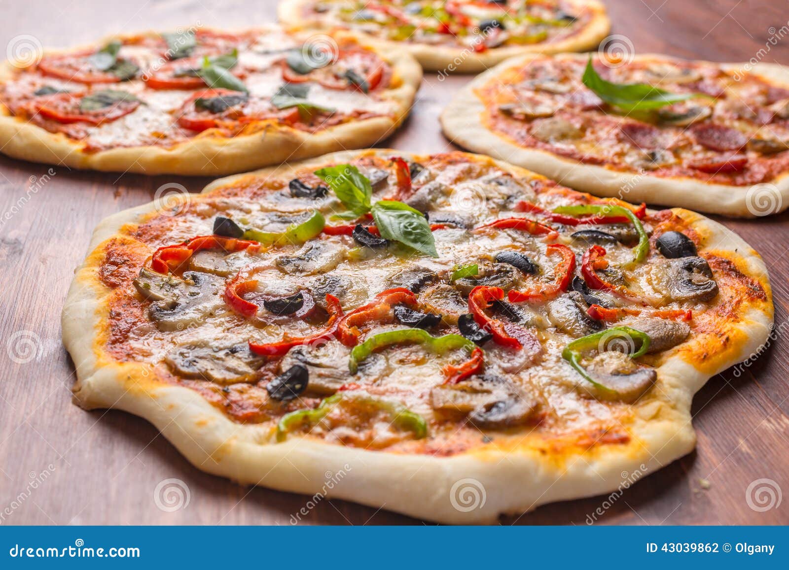 Four Various Pizzas stock photo. Image of cuisine, fast - 43039862