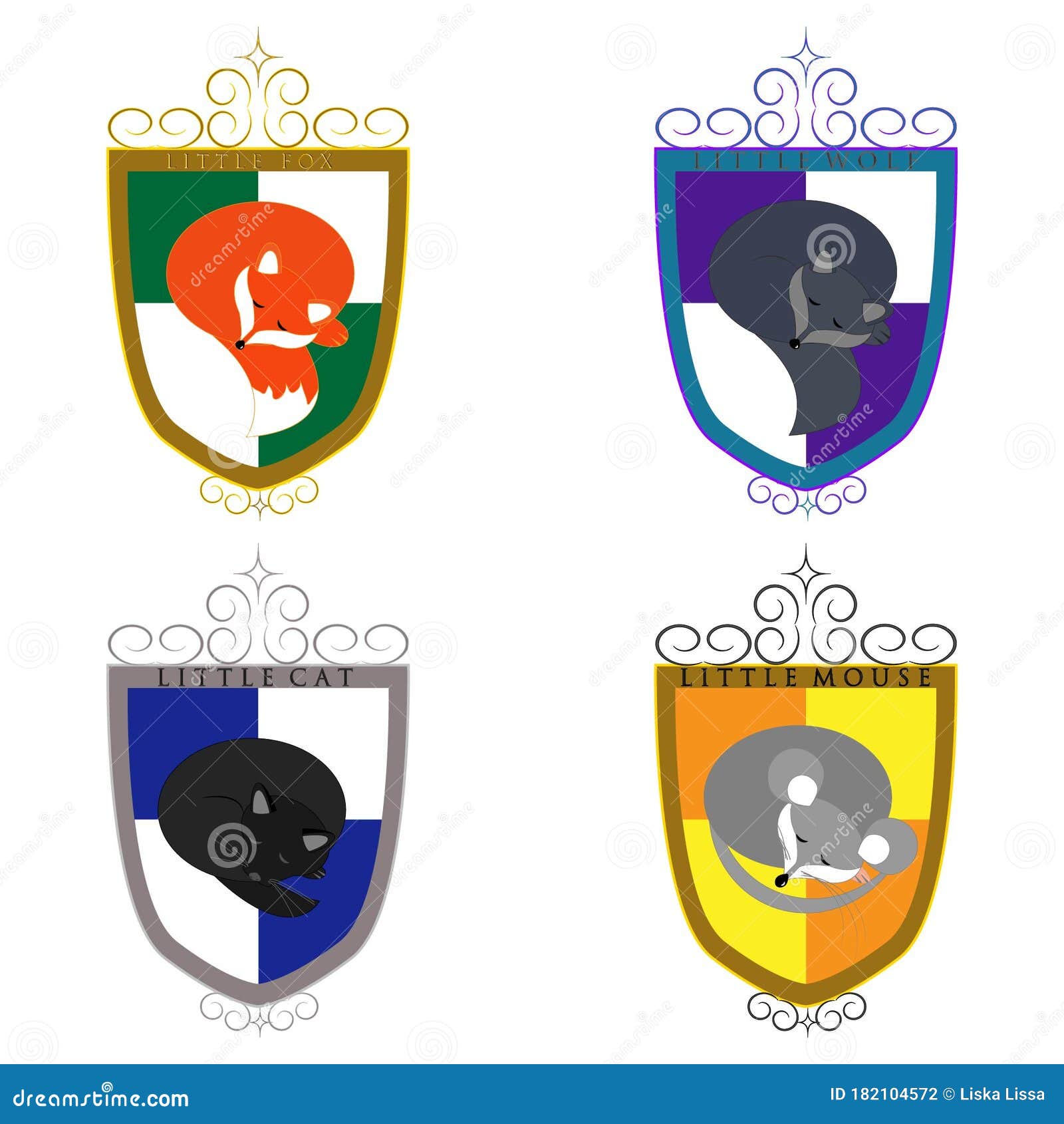 Four vector family crest stock vector. Illustration of collection ...