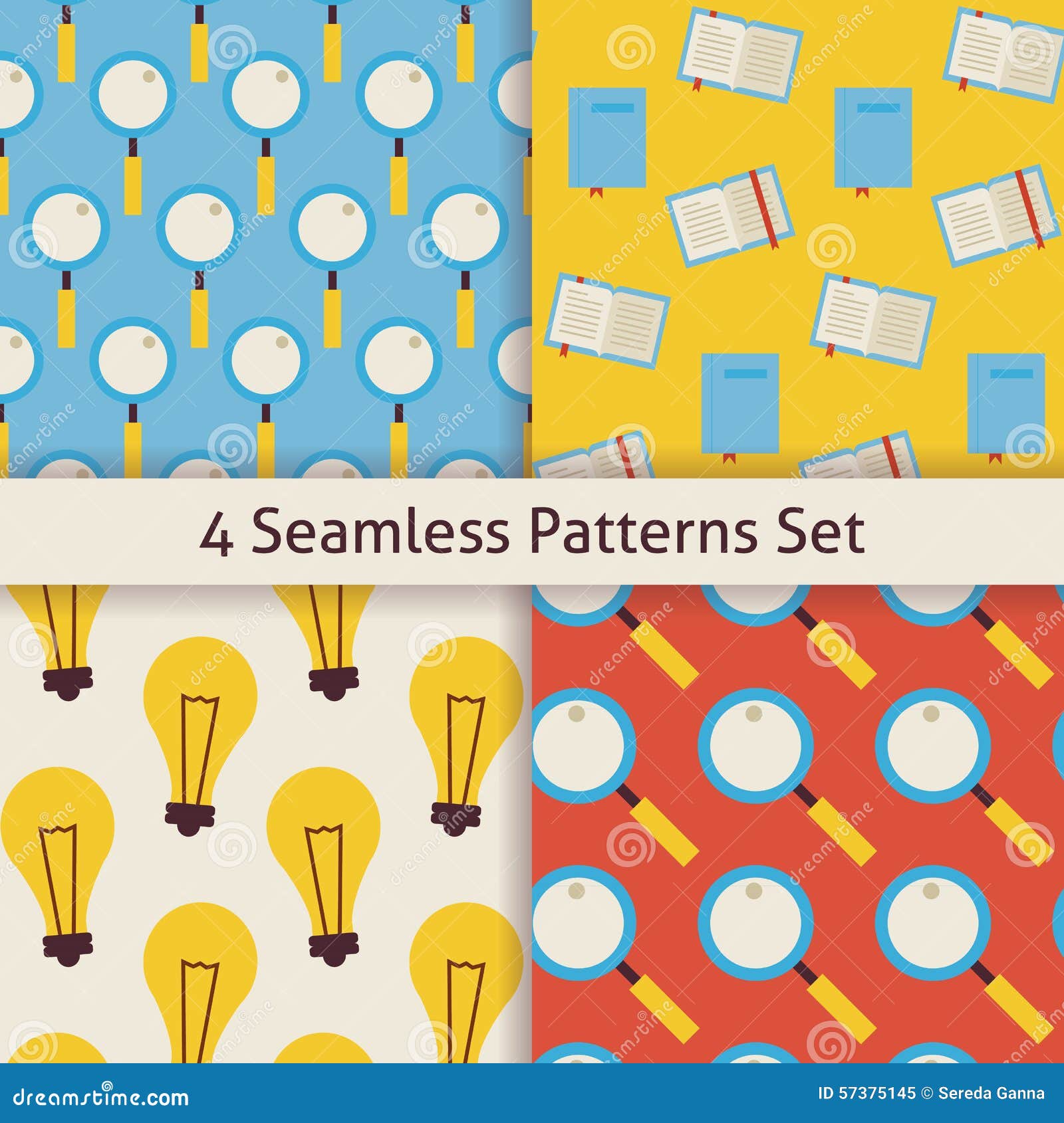 Four Vector Flat Seamless Search Knowledge Idea and Creativity P Stock ...