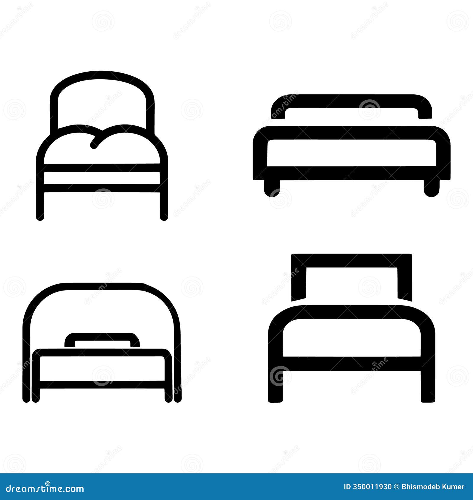 Four Vector Illustrations of Simple Beds Stock Vector - Illustration of ...
