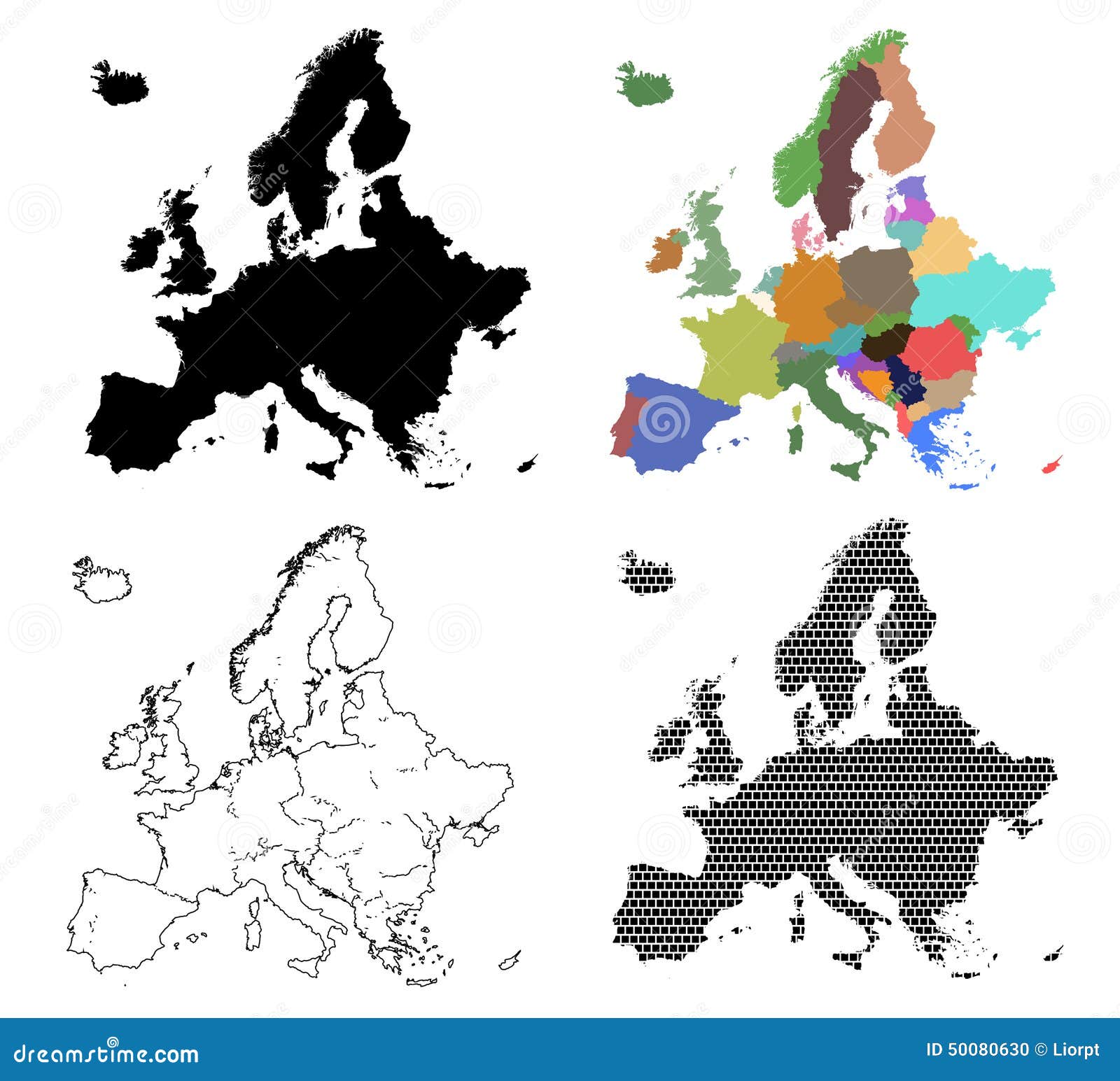 Four Vector maps of Europe stock vector. Illustration of ukraine - 50080630