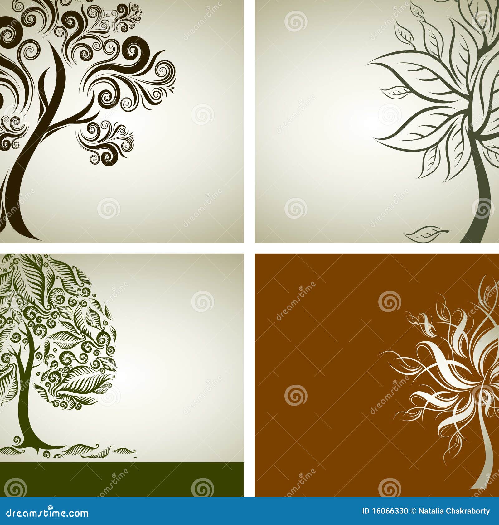 Four Vector Samples of Design with Decorative Tree Stock Vector ...