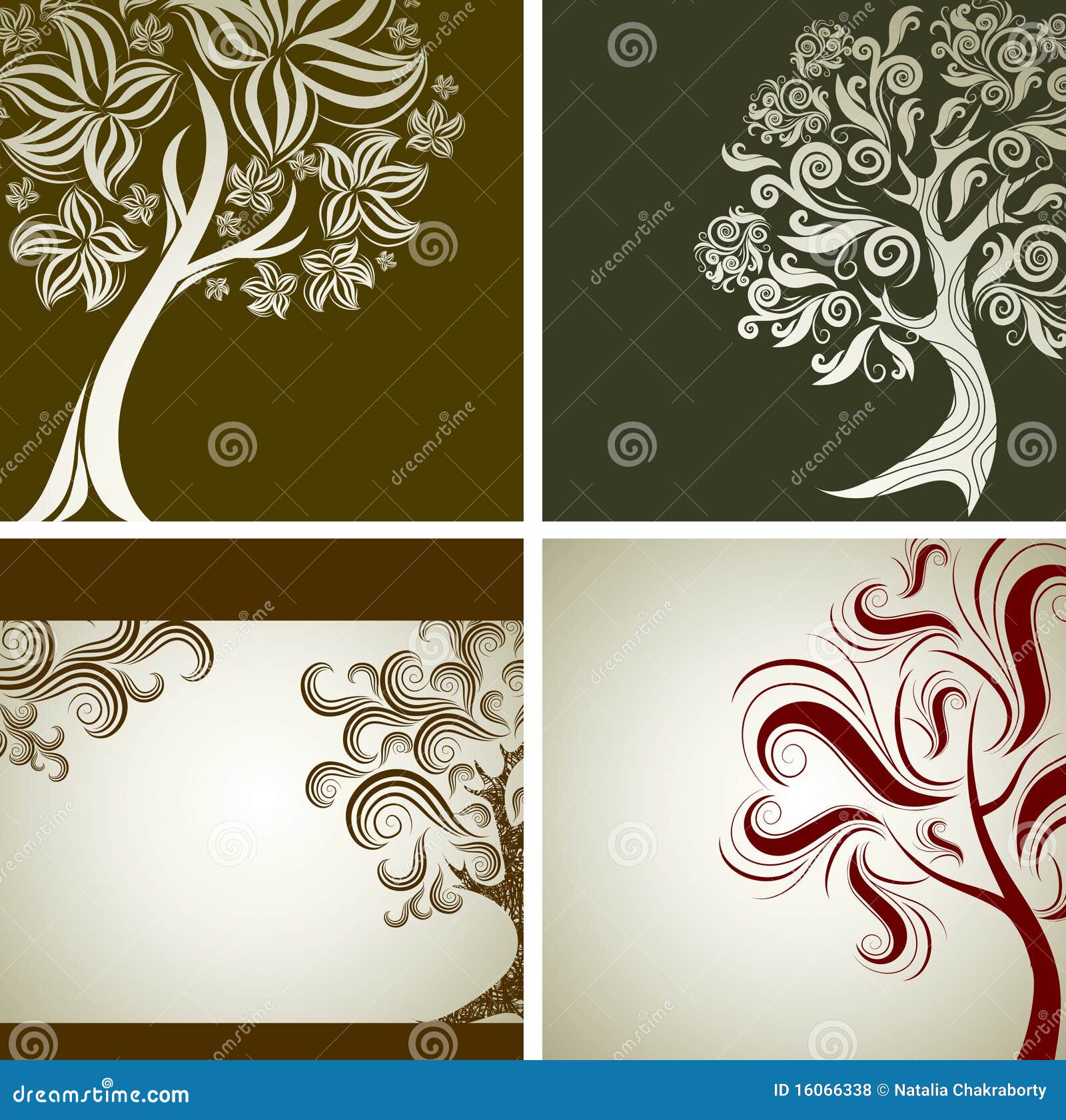 Four Vector Samples of Design with Decorative Tree Stock Vector ...