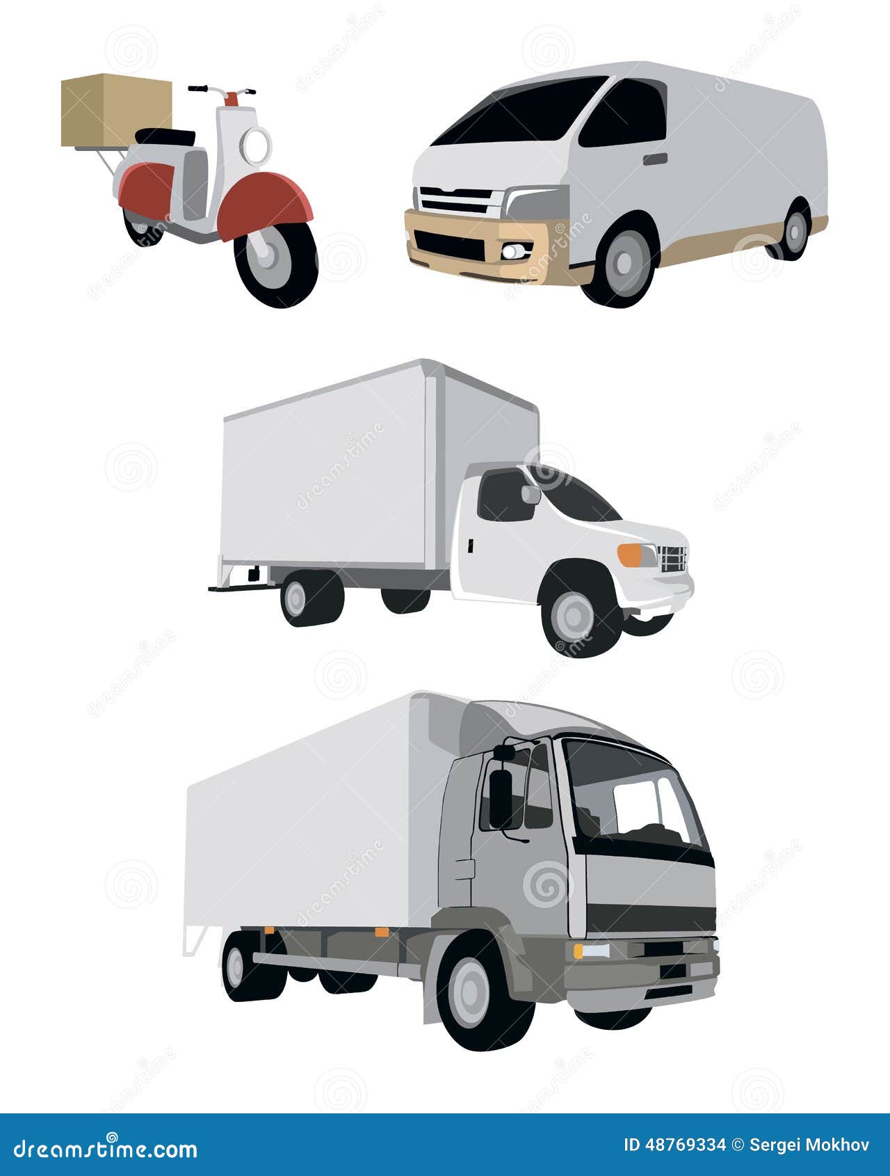 Four vehicle set stock vector. Illustration of traffic - 48769334