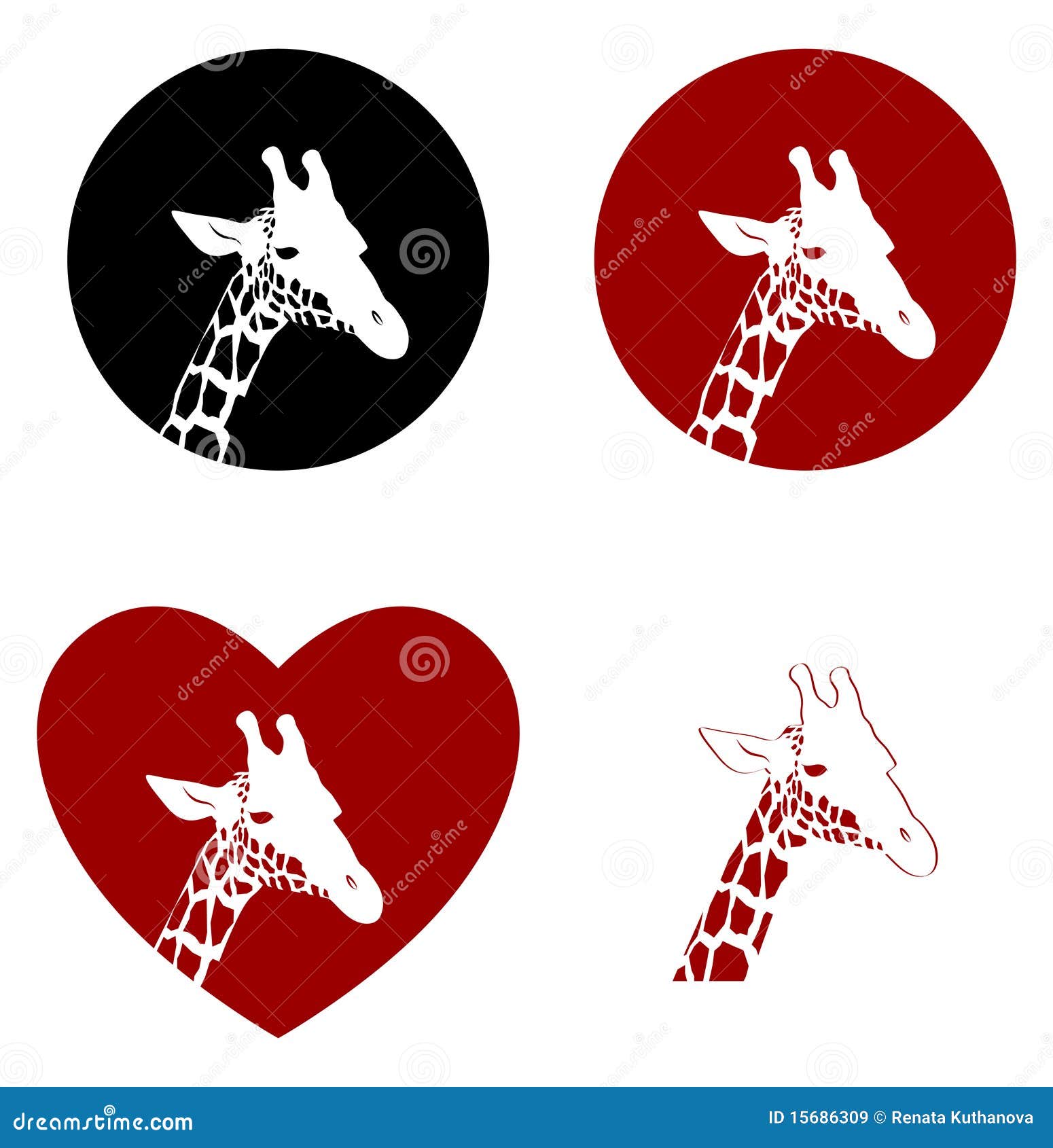 Four Versions of Giraffe Head Stock Vector - Illustration of nature ... Four Versions of Giraffe Head Stock Vector - Illustration of nature ...