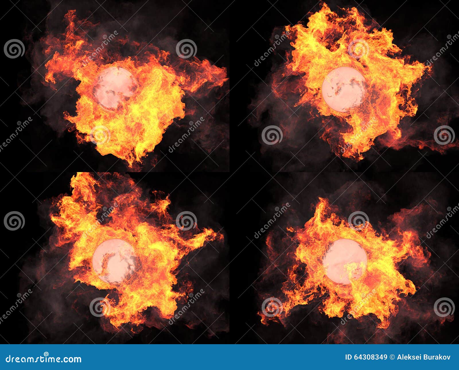 Four Versions. Sphere in Fire Stock Image - Image of light, ardor: 64308349