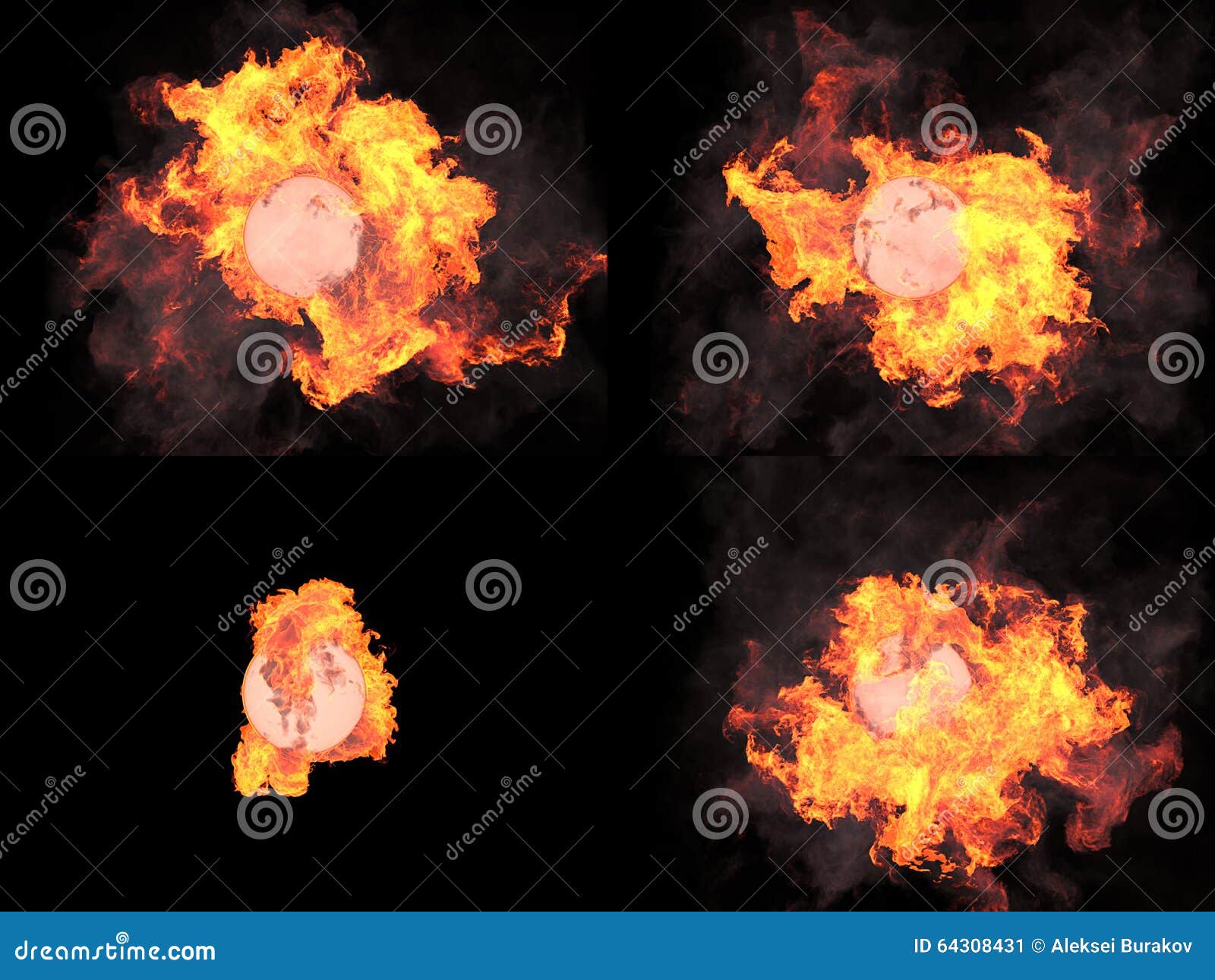 Four Versions. Sphere in Fire Stock Image - Image of flashes, fever ...