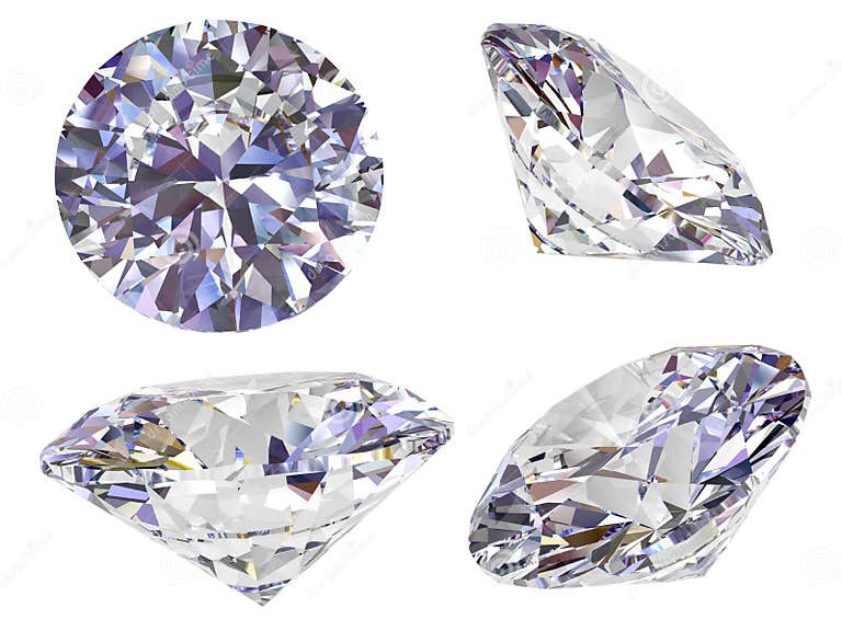 Four View of Diamond Isolated on White Stock Illustration ...