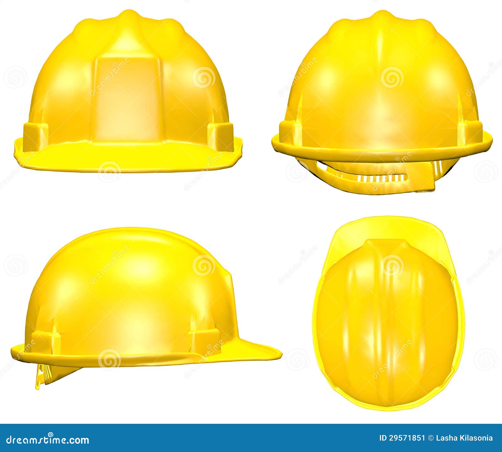 Four Views of Yellow Helmet Stock Illustration - Illustration of ...