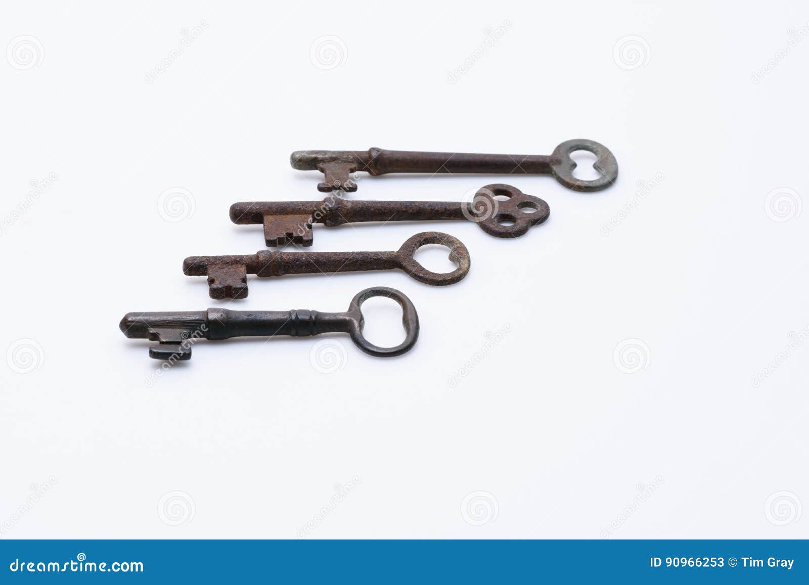 Four vintage keys in row stock image. Image of metal - 90966253