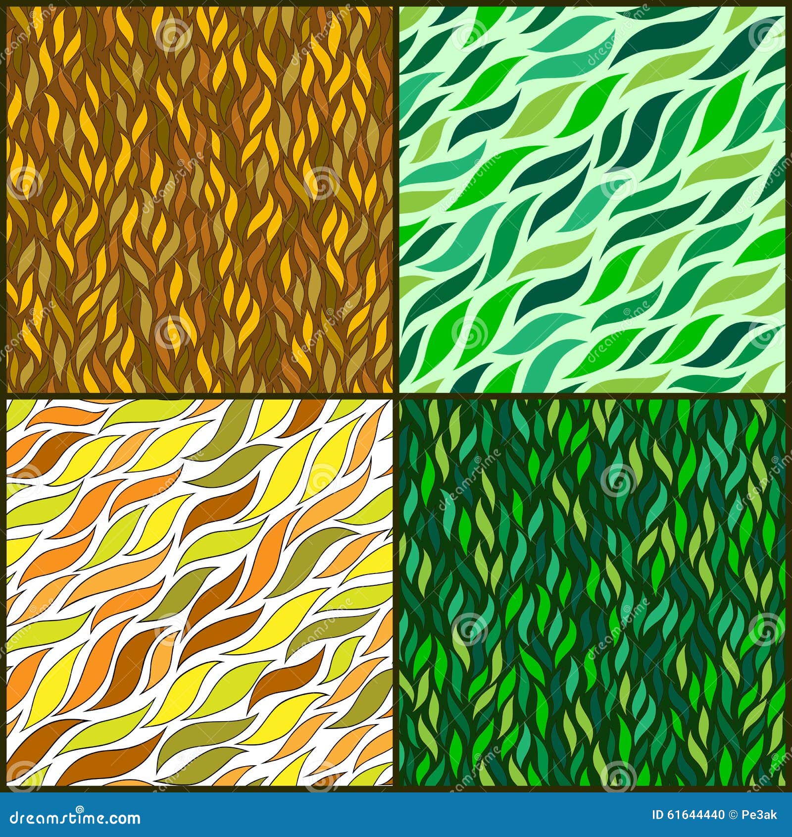 Four Vintage Leaf Seamless Pattern Set Stock Illustration ...