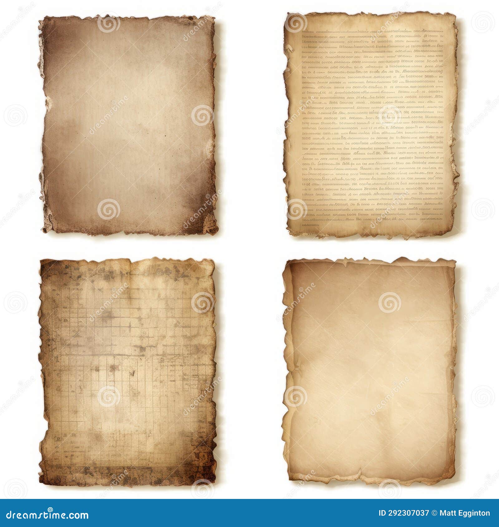 Four Vintage Paper Sheets with Torn Edges Stock Illustration ...
