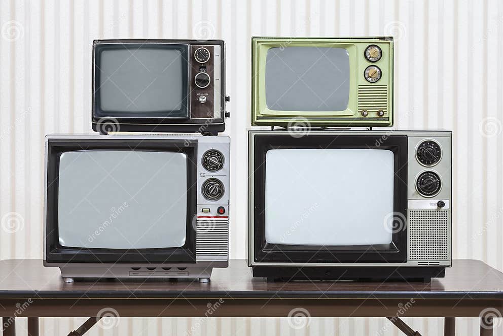 Four Vintage Televisions stock image. Image of worn, indoors - 90531207