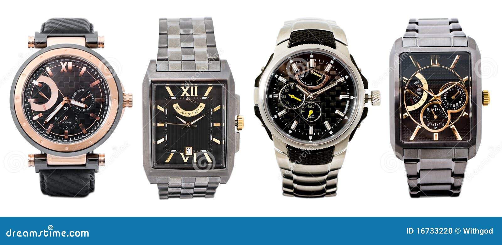 Four watches stock photo. Image of bracelet, weekday - 16733220