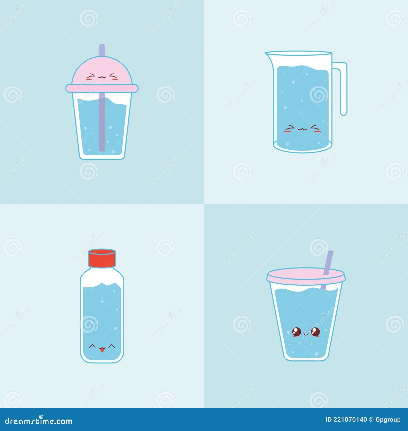 Four water icons stock vector. Illustration of blue - 221070140