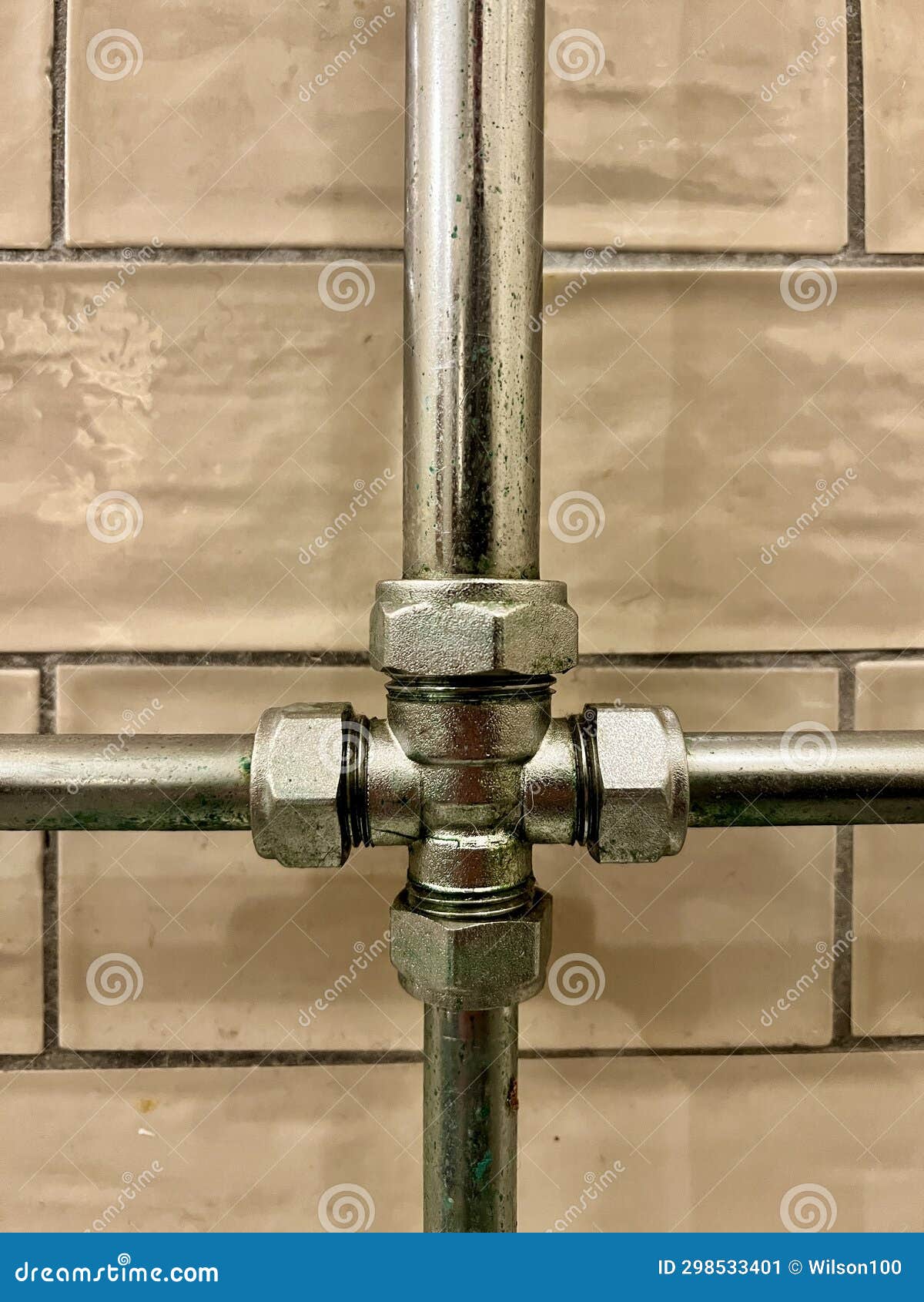 Plumbing Joint stock image. Image of bolt, silver, pipes - 298533401