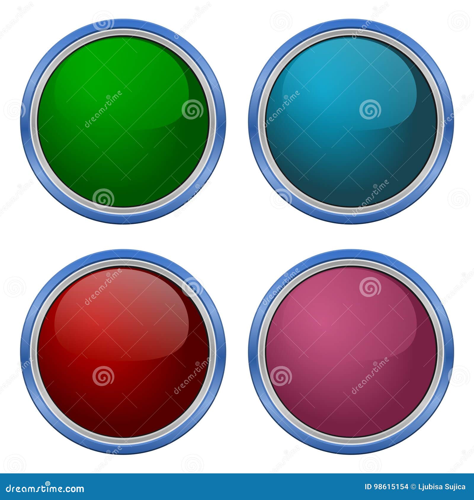 Four Web Buttons, Glossy Empty Buttons Stock Vector - Illustration of ...