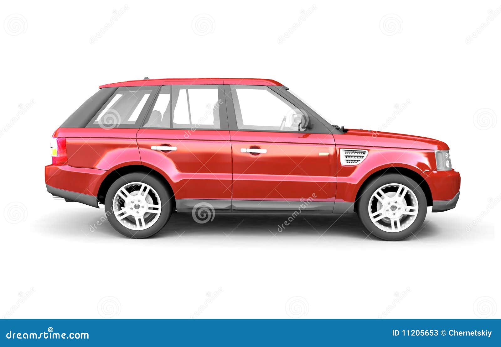 Four-wheel Drive Red Car Side View Stock Illustration - Illustration of ...