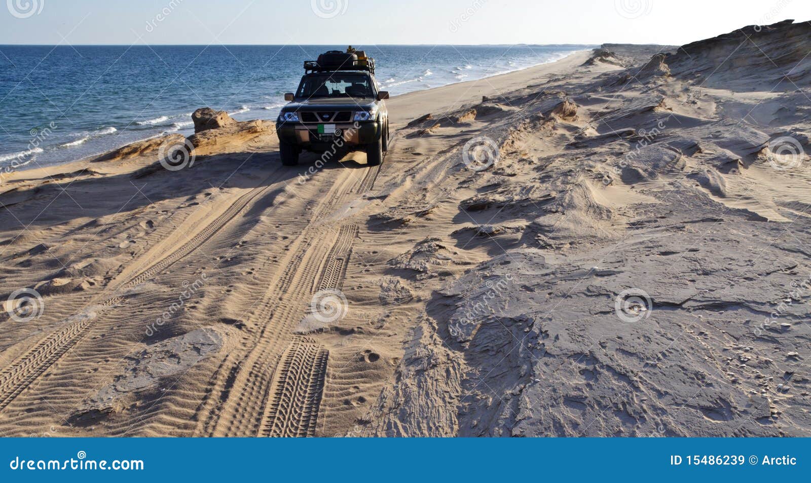 Four Wheel Drive Vehicle on a Remote Beach Stock Image - Image of ...