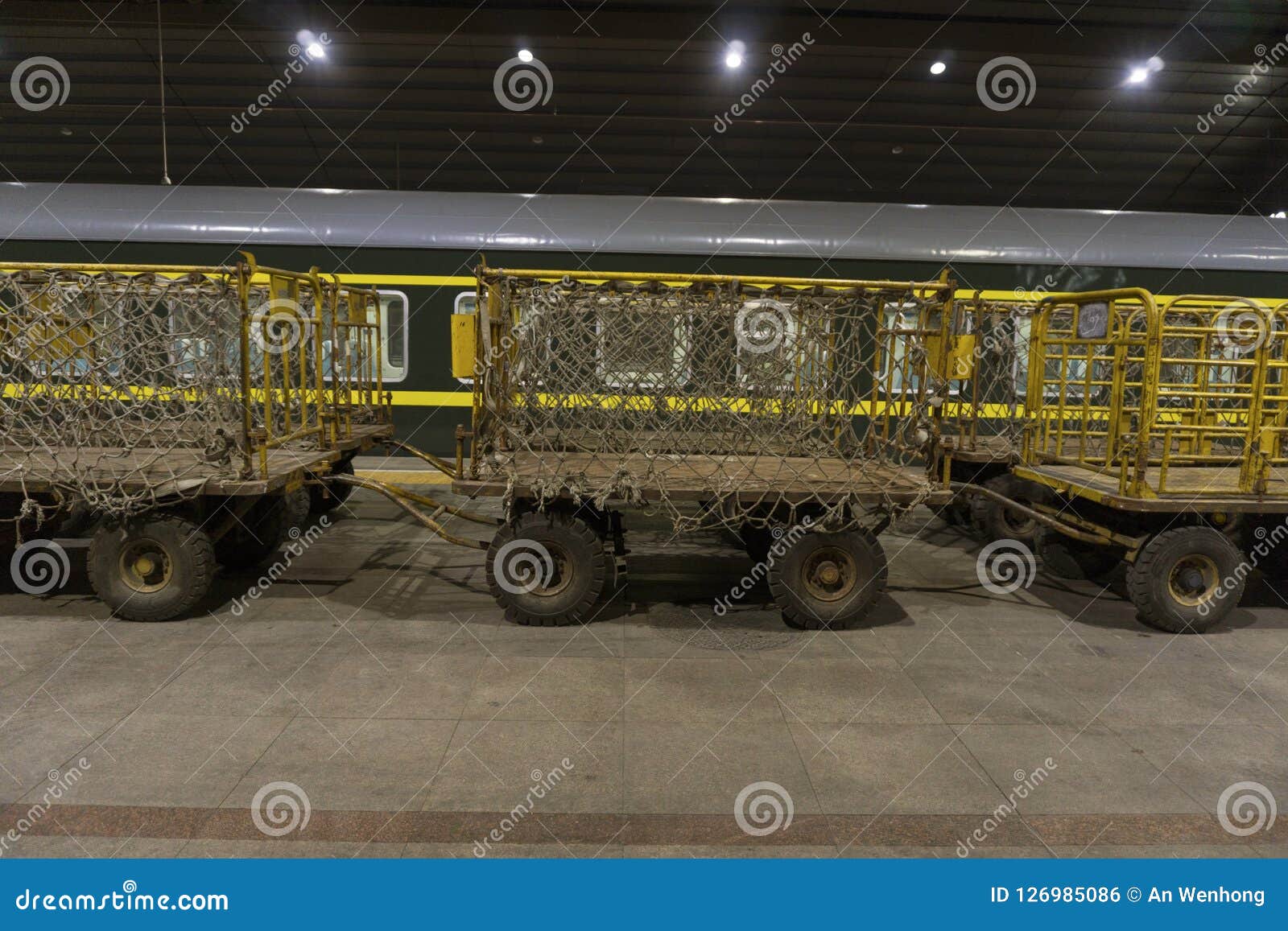 Four - Wheel Trailer on the Railway Platform. Stock Photo - Image of ...