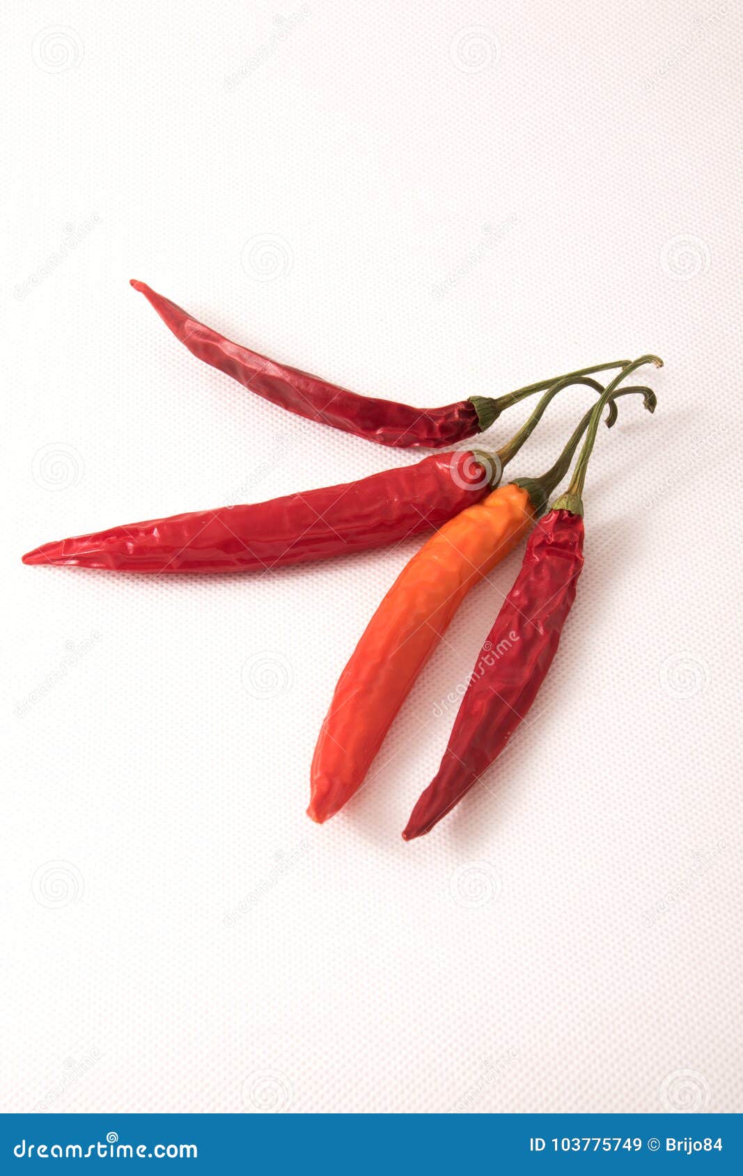 Four Red Chilis on White Backdrop Stock Image - Image of chili, spicy ...