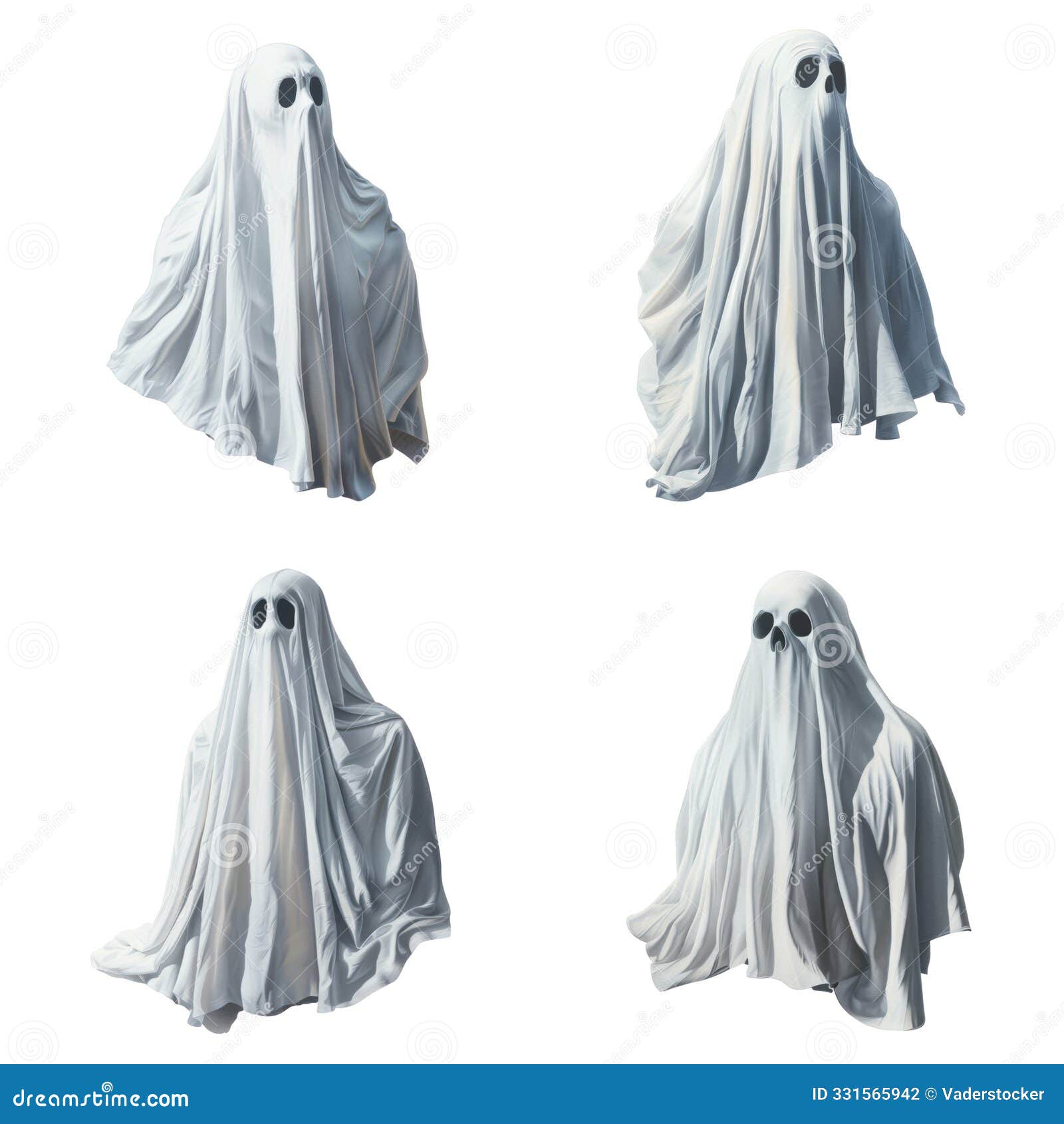 Four White Ghosts in Different Poses Stock Photo - Illustration of ...