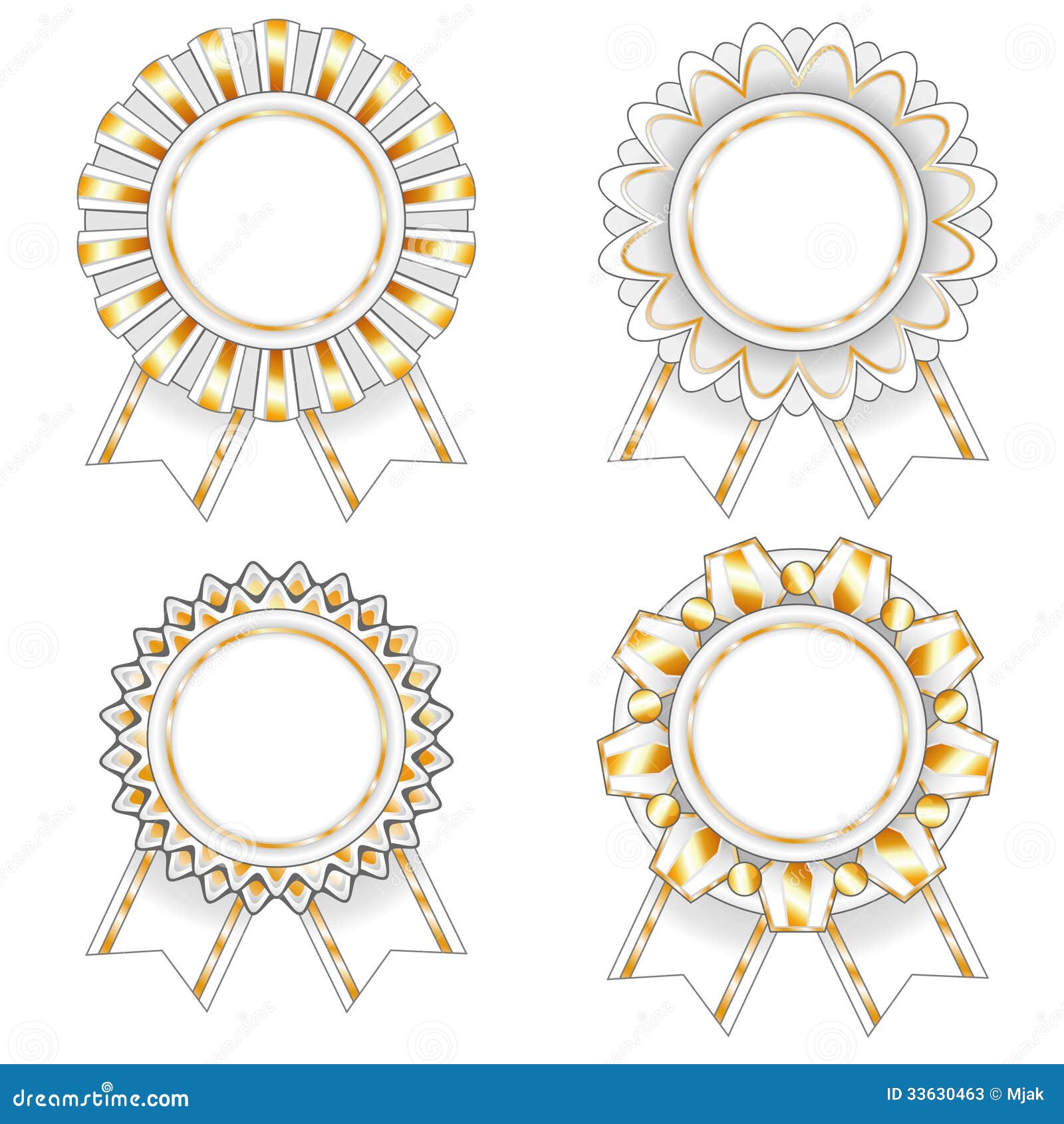 Four White and Gold Rosettes Stock Vector - Illustration of symbol ...