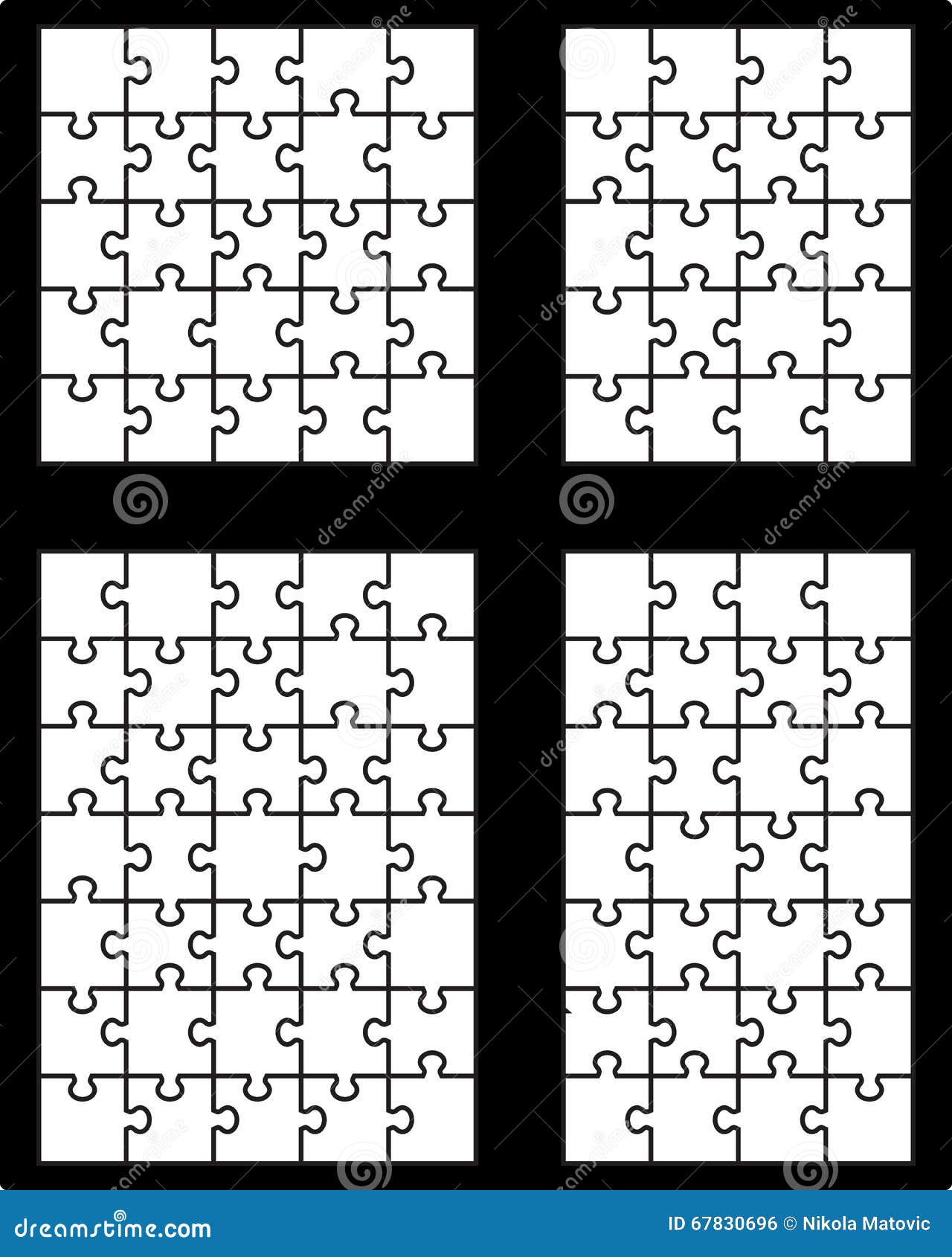Four white puzzles stock illustration. Illustration of connection ...