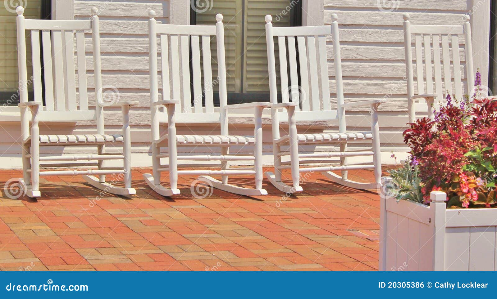 Four white rockers stock photo. Image of outdoors, shutters - 20305386