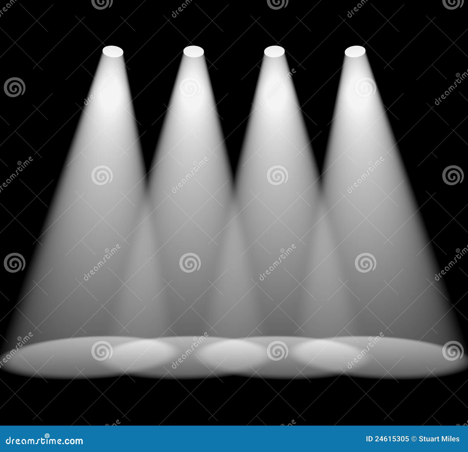 Four White Spotlights in a Row Stock Image - Image of lights ...
