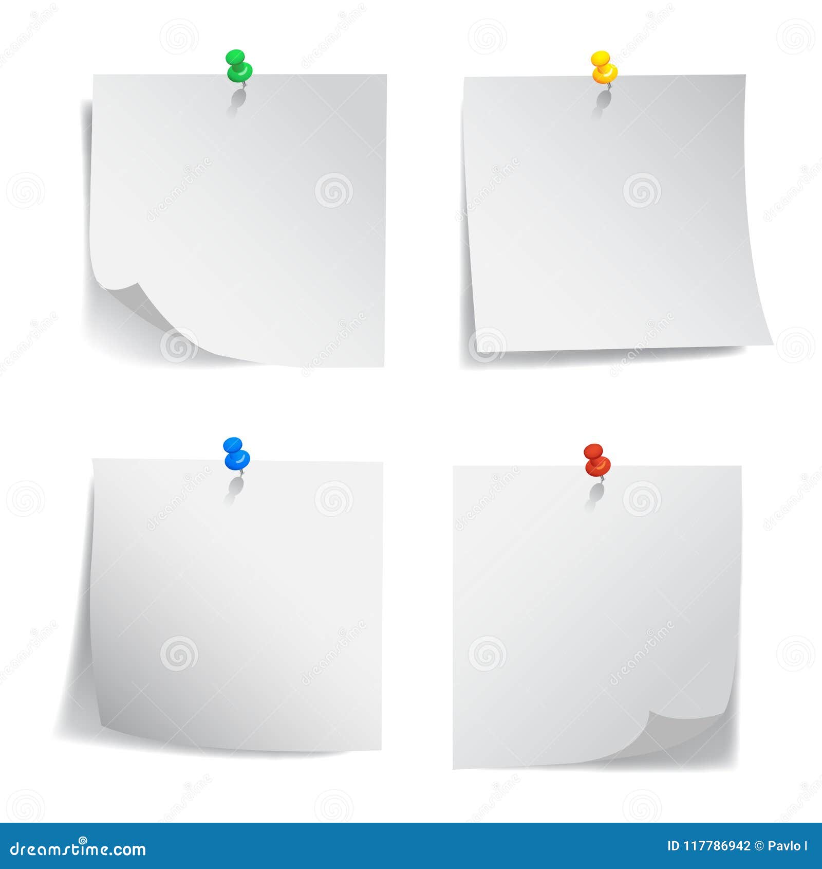 Four White Sticky Papers - Vector Stock Illustration - Illustration of ...